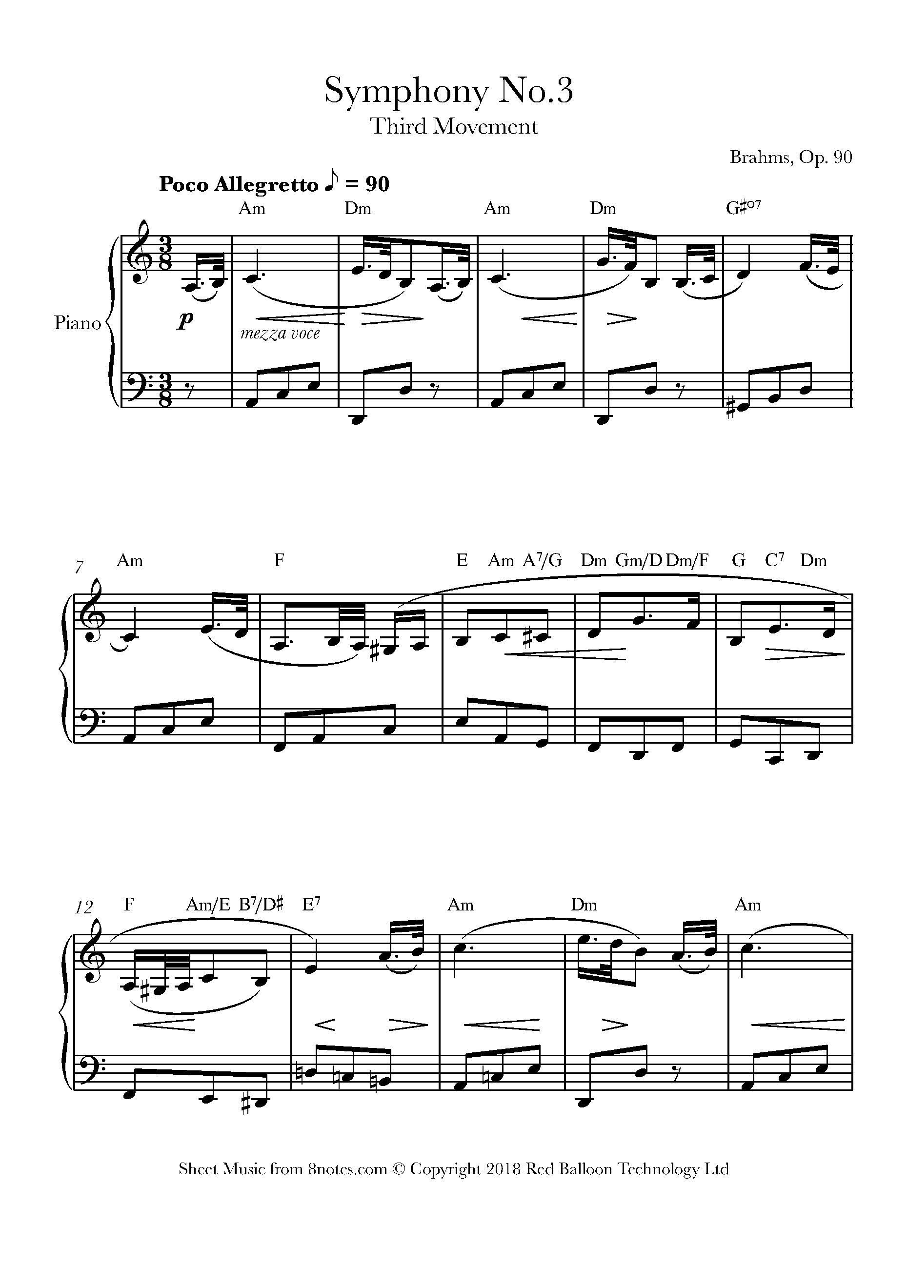 Brahms - Symphony No.3 Third Movement Poco Allegretto (Extract ...