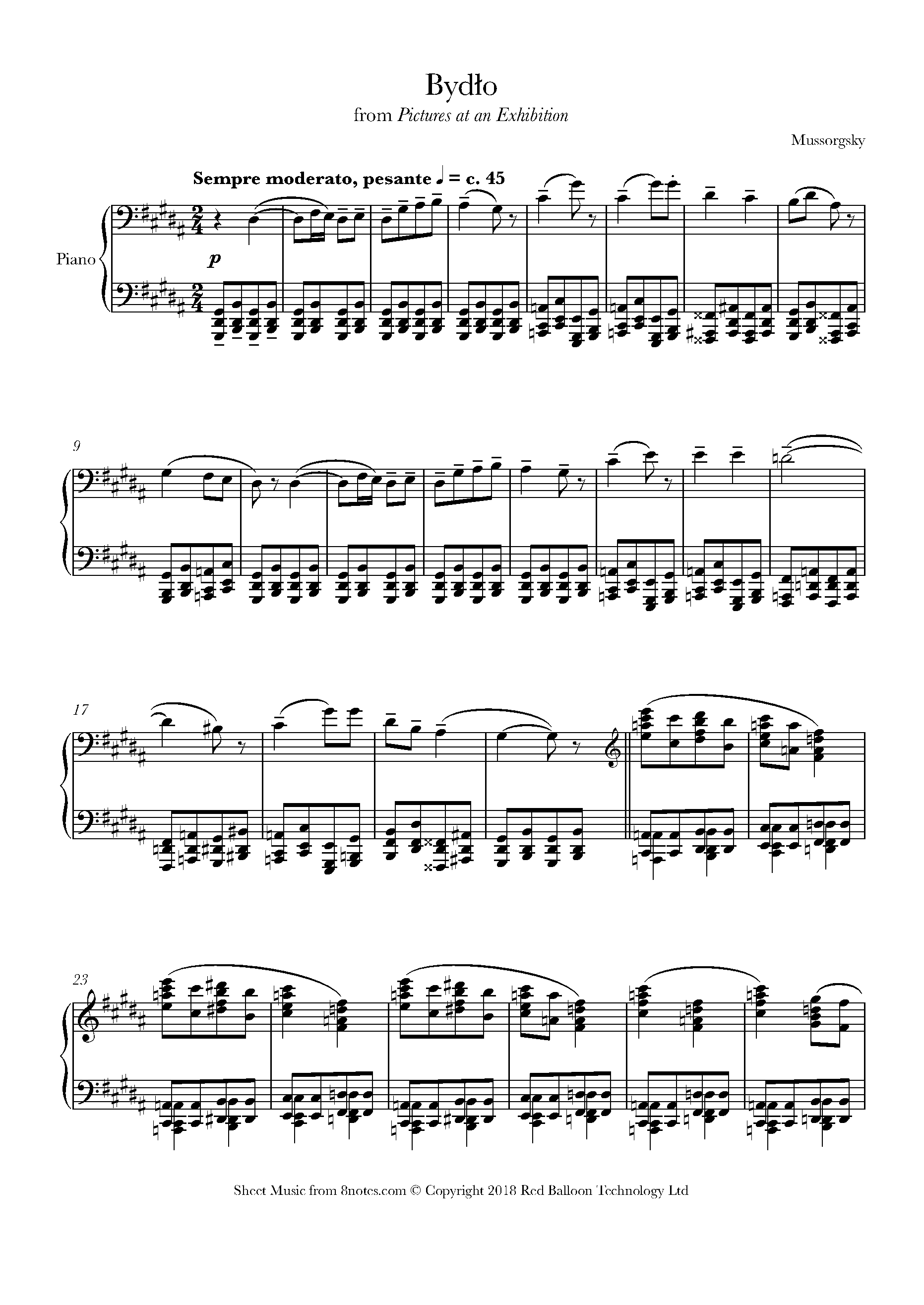 Mussorgsky - Bydlo from Pictures at an Exhibition Sheet music for Piano ...