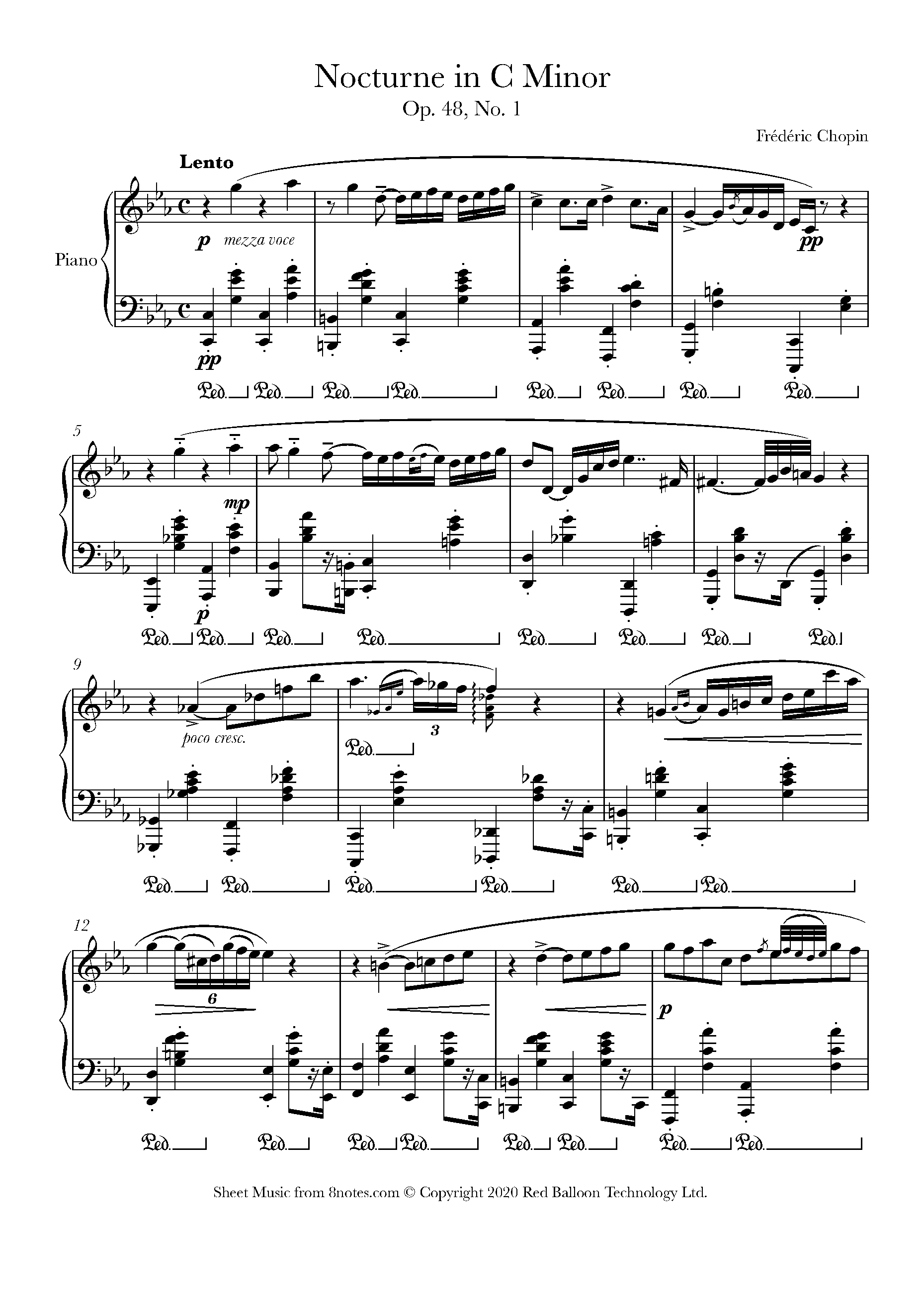 Chopin - Nocturne no.1 in C minor, from Nocturnes Op.48 Sheet music ...
