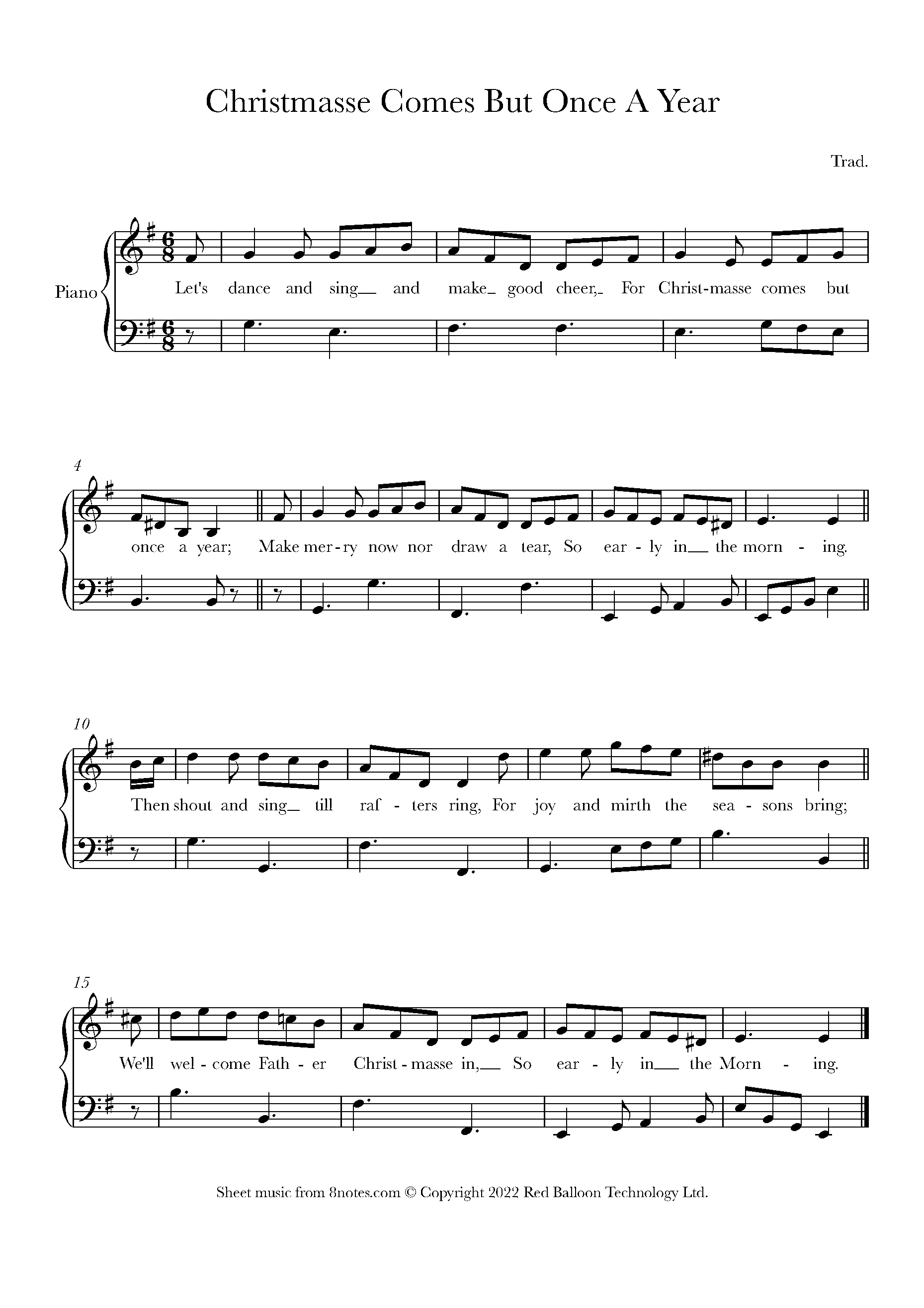 Christmasse Comes But Once A Year (Easy Piano) Sheet music for Piano ...