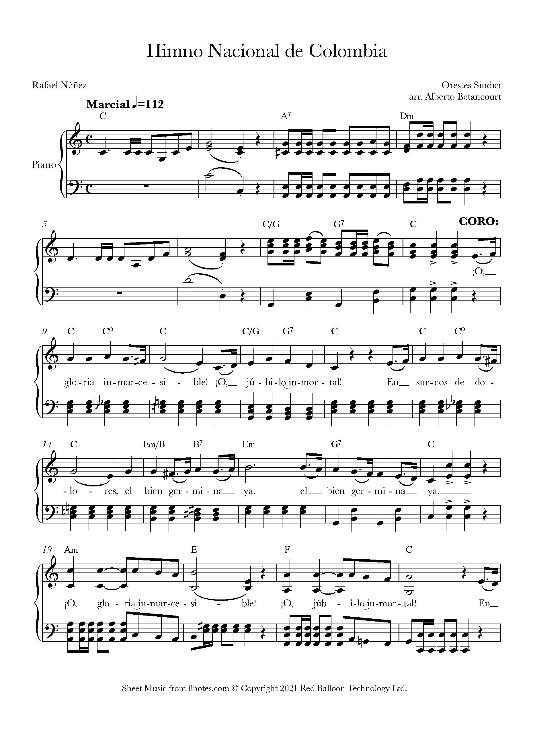 Oreste Sindici - Himno Nacional de Colombia (Columbian National Anthem ...