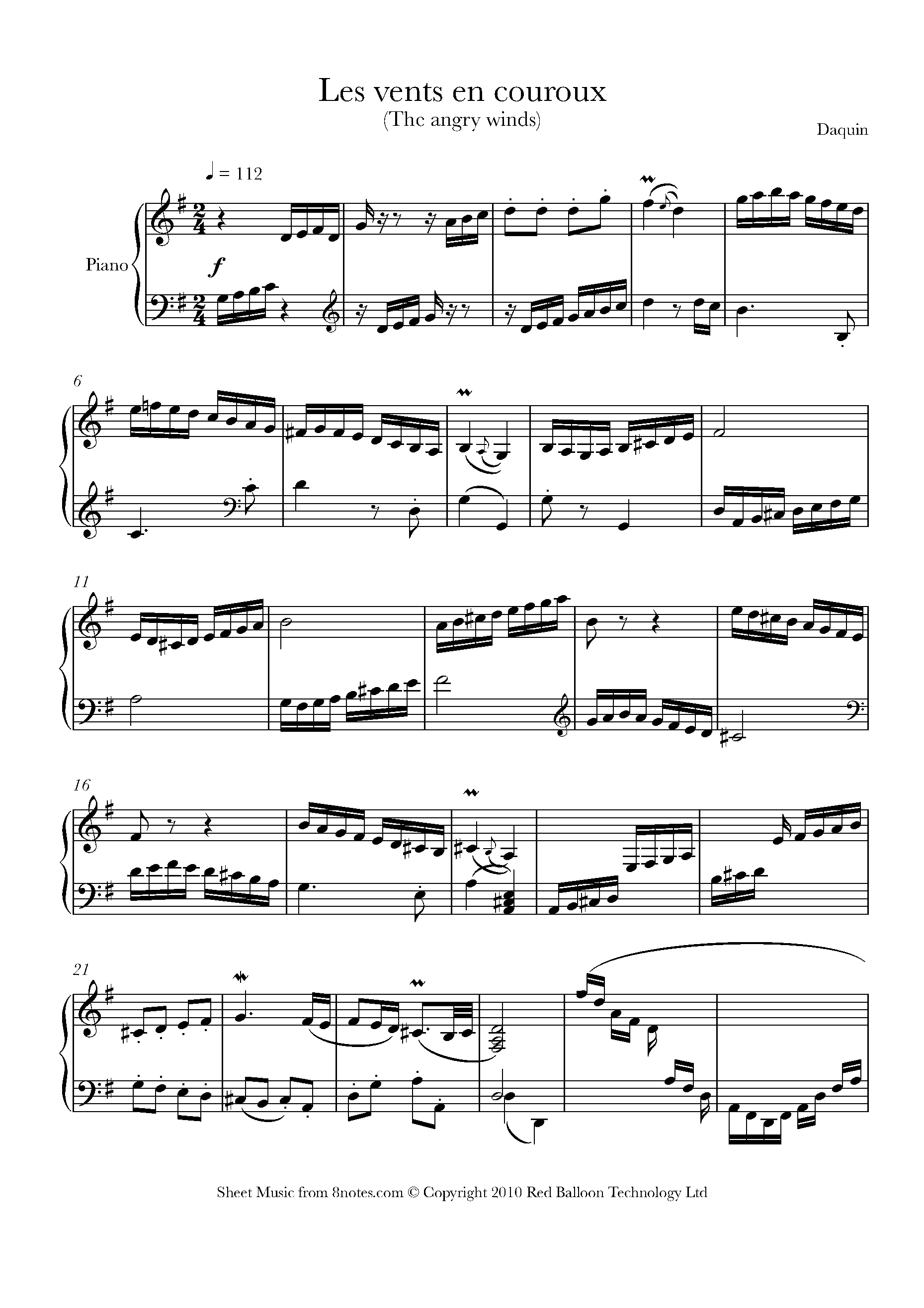 Daquin - Les vents en couroux (The angry winds) Sheet music for Piano ...