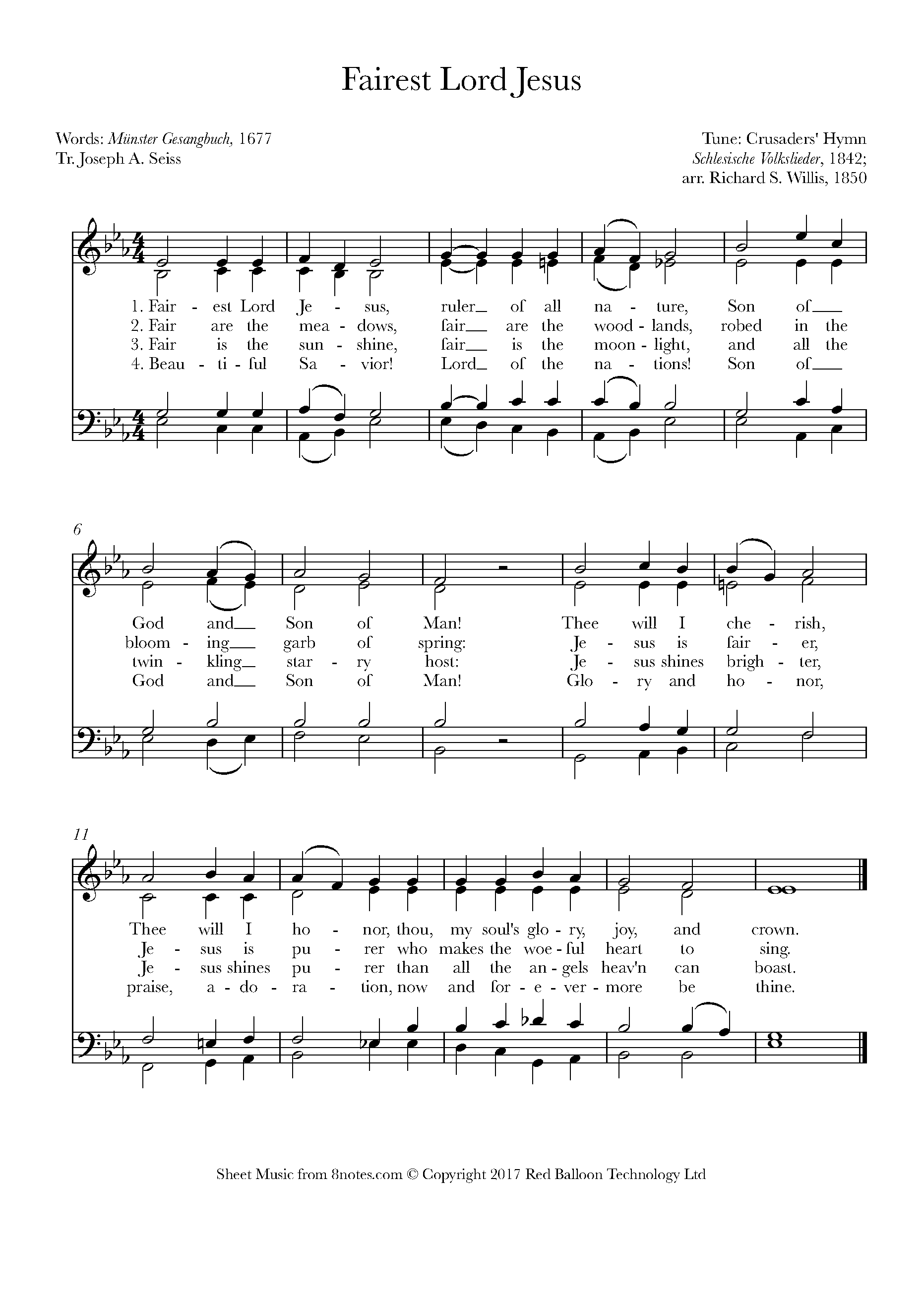 Fairest Lord Jesus Sheet music for Piano - 8notes.com