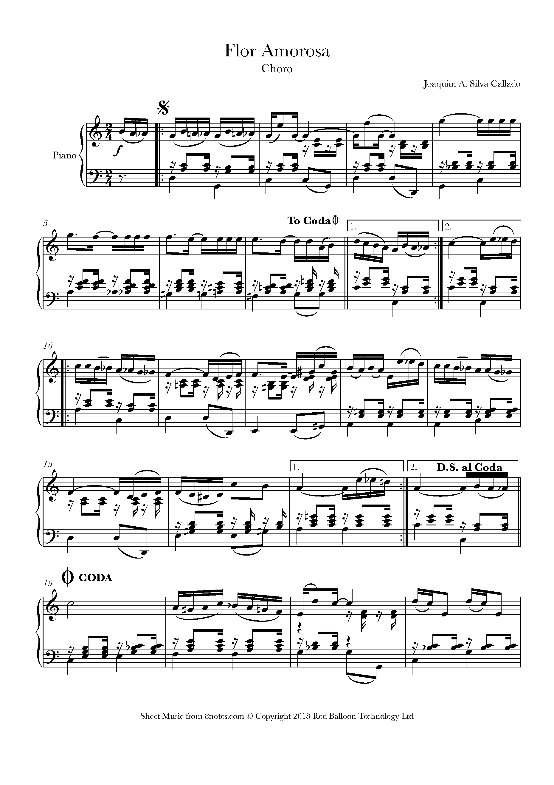 Joaquim A. Silva Callado - Flor Amorosa (Choro) Sheet music for Piano ...