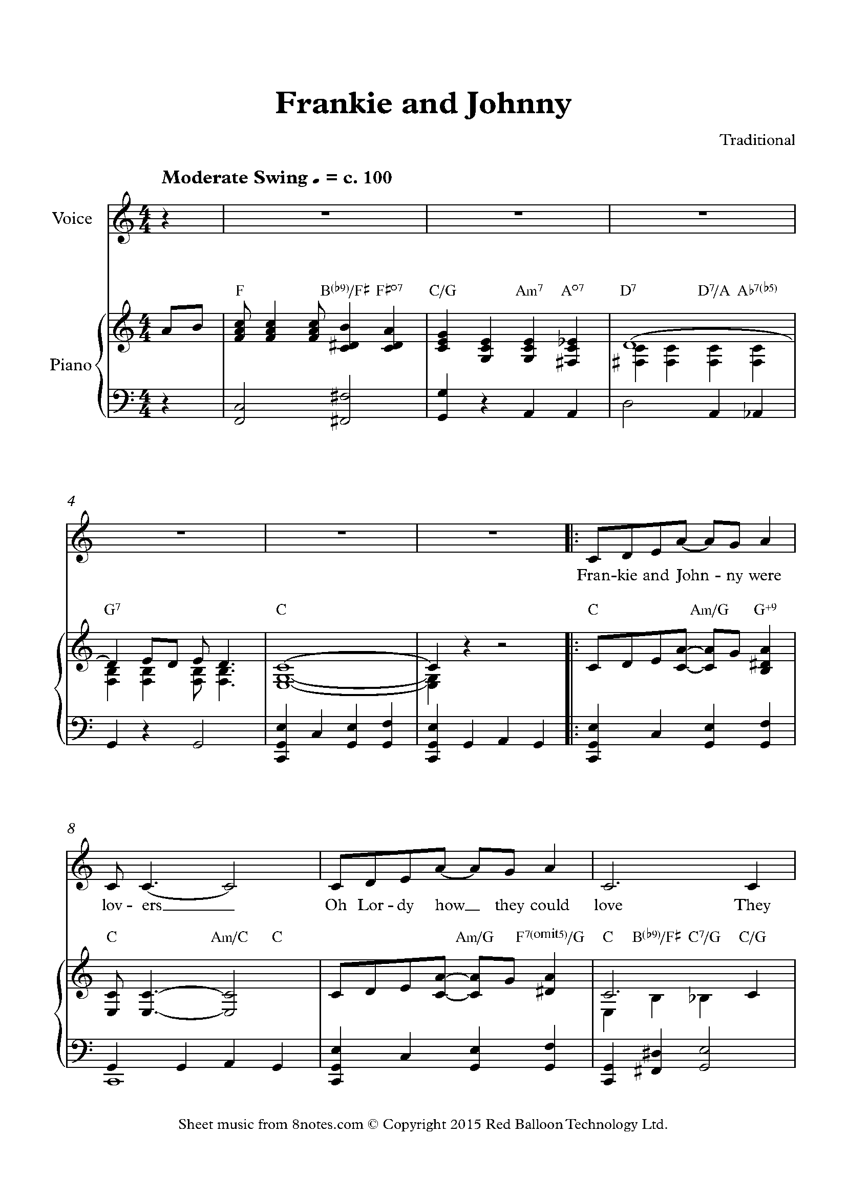 Frankie and Johnny Sheet music for Piano - 8notes.com