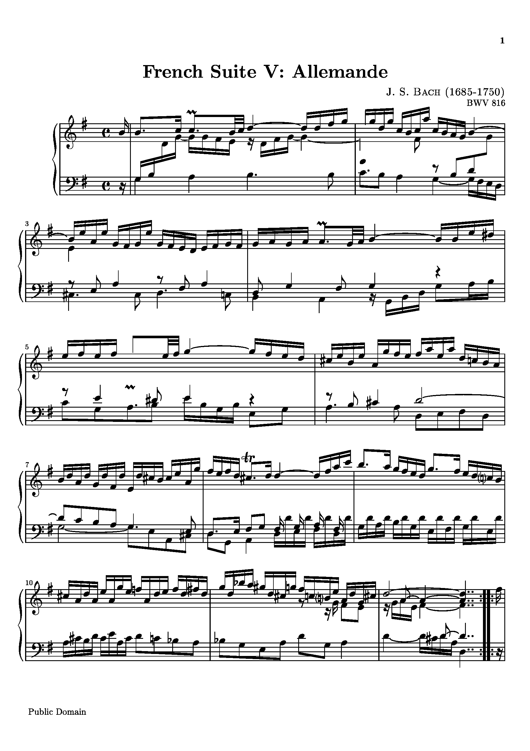 Bach, Johann Sebastian - French Suite V: Allemande BWV 816 Sheet music ...