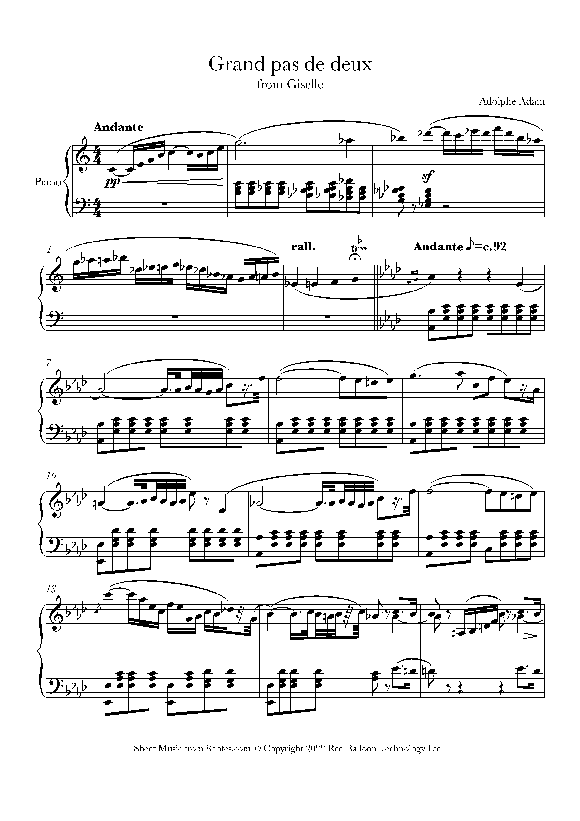 Adam - Grand pas de deux from Giselle Sheet music for Piano - 8notes.com