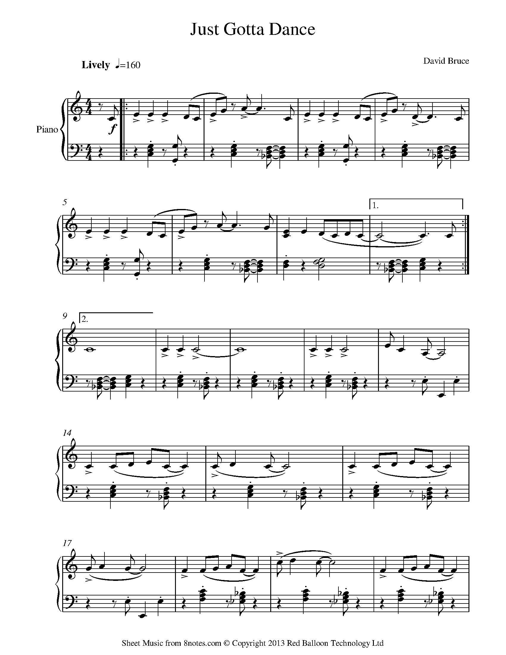 David Bruce - Just Gotta Dance Sheet music for Piano - 8notes.com