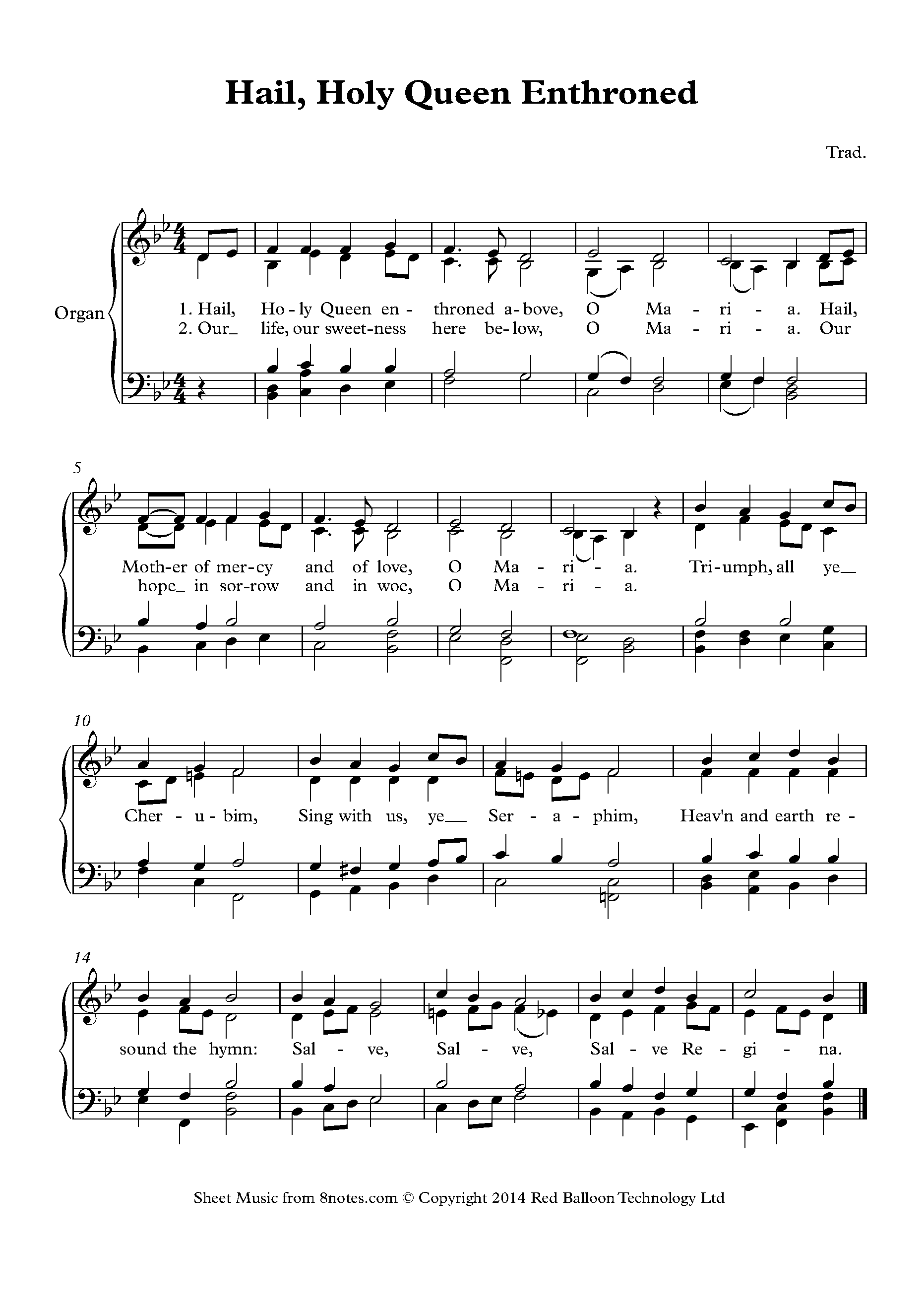 Hail, Holy Queen Enthroned Sheet music for Piano - 8notes.com