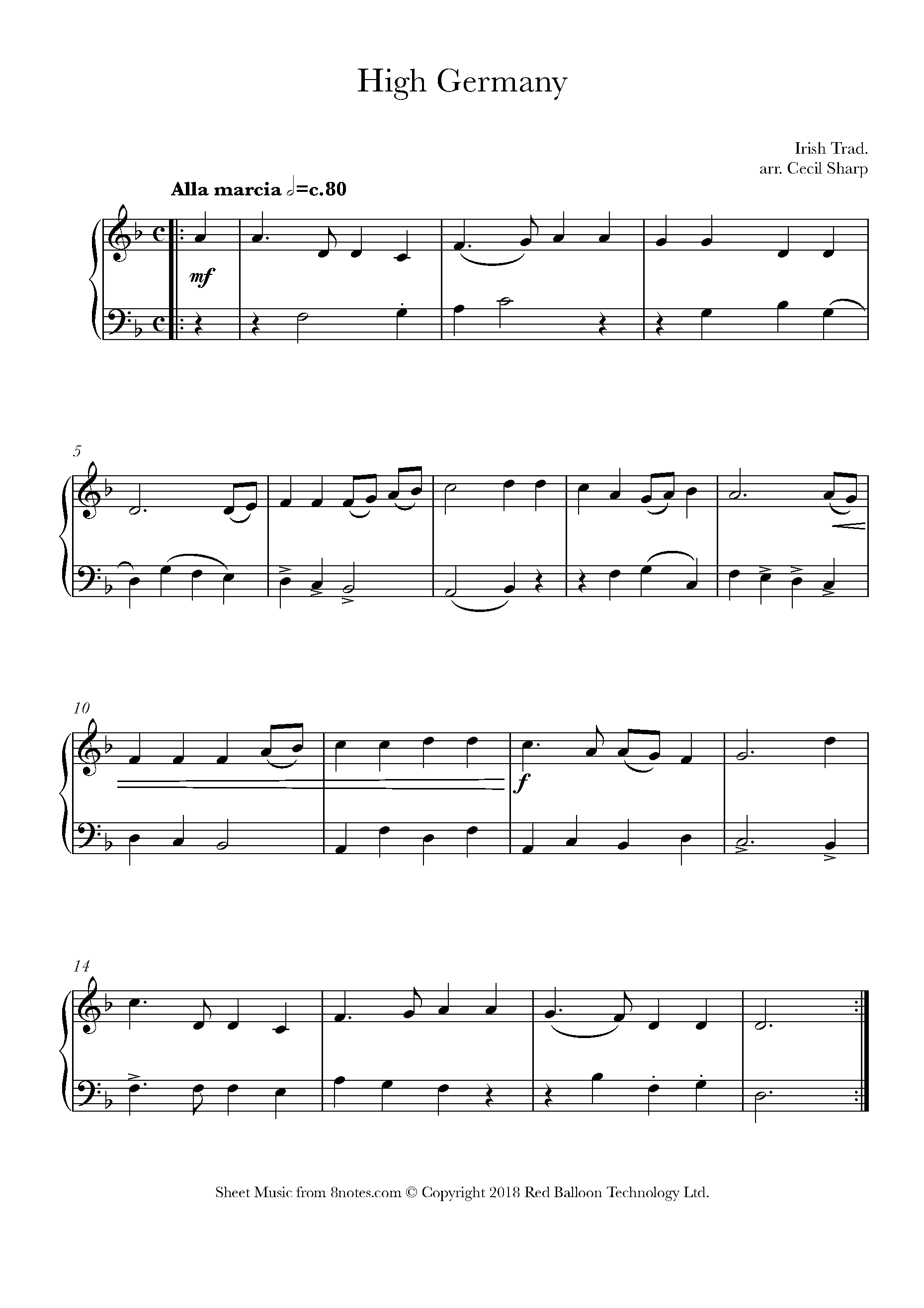 High Germany Sheet music for Piano - 8notes.com