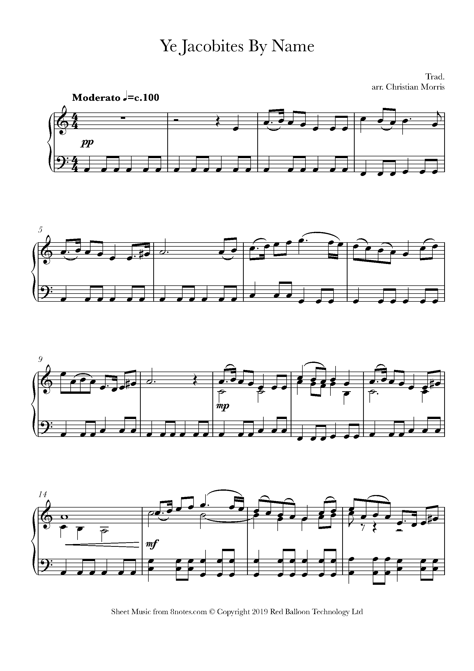 Ye Jacobites By Name Sheet music for Piano - 8notes.com