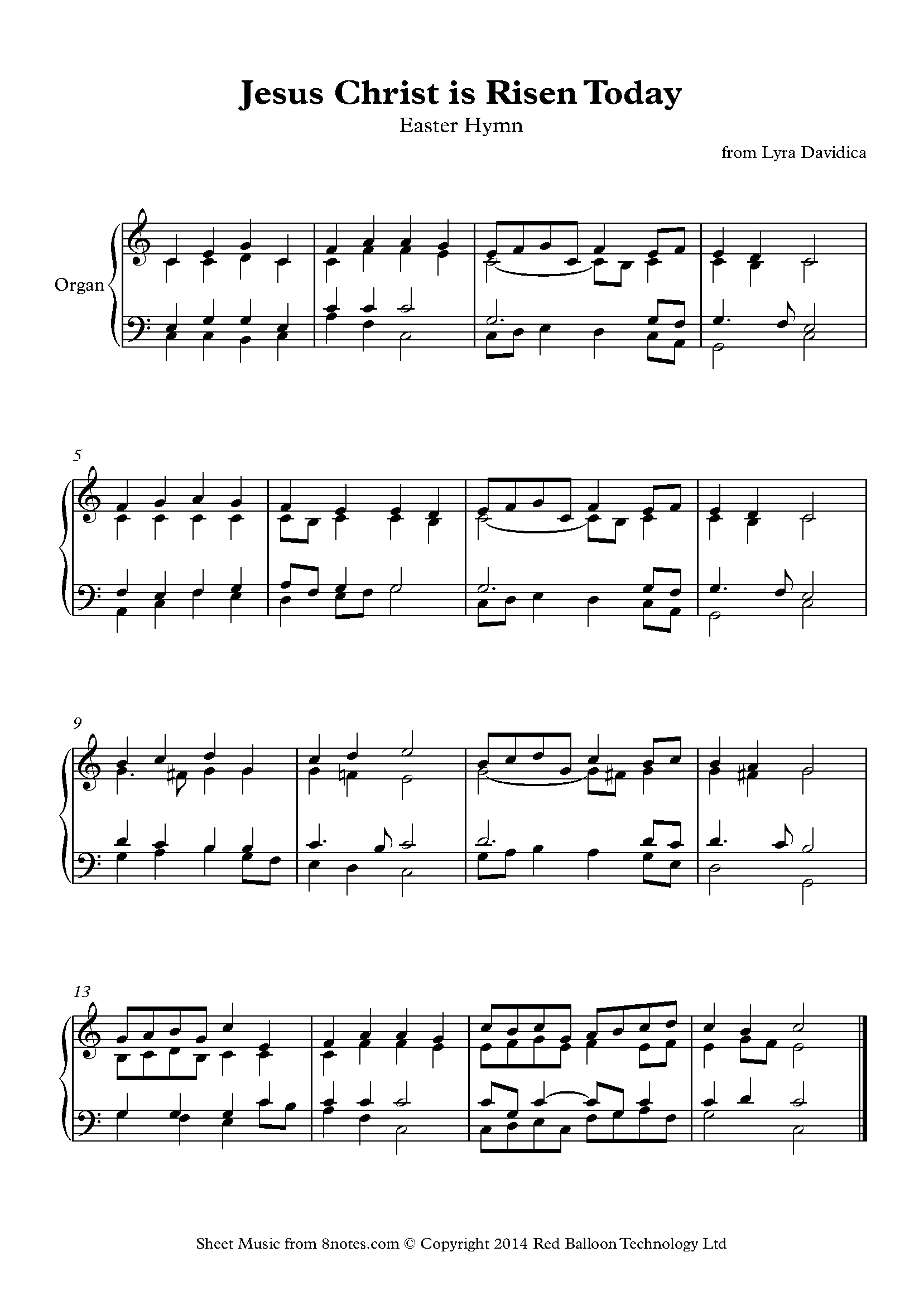 Jesus Christ is Risen Today Sheet music for Piano - 8notes.com