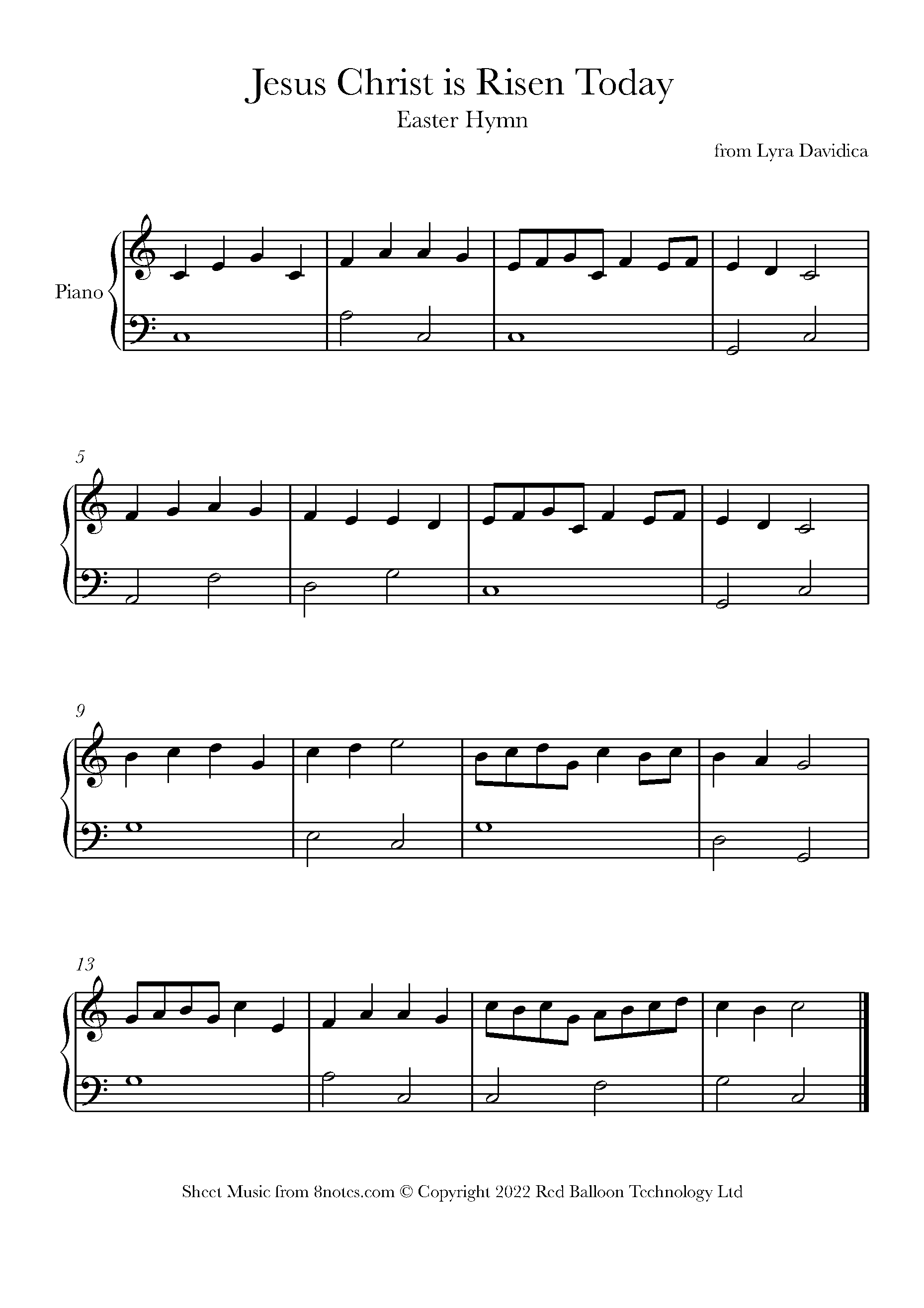 Jesus Christ is Risen Today (Beginner Piano) Sheet music for Piano ...