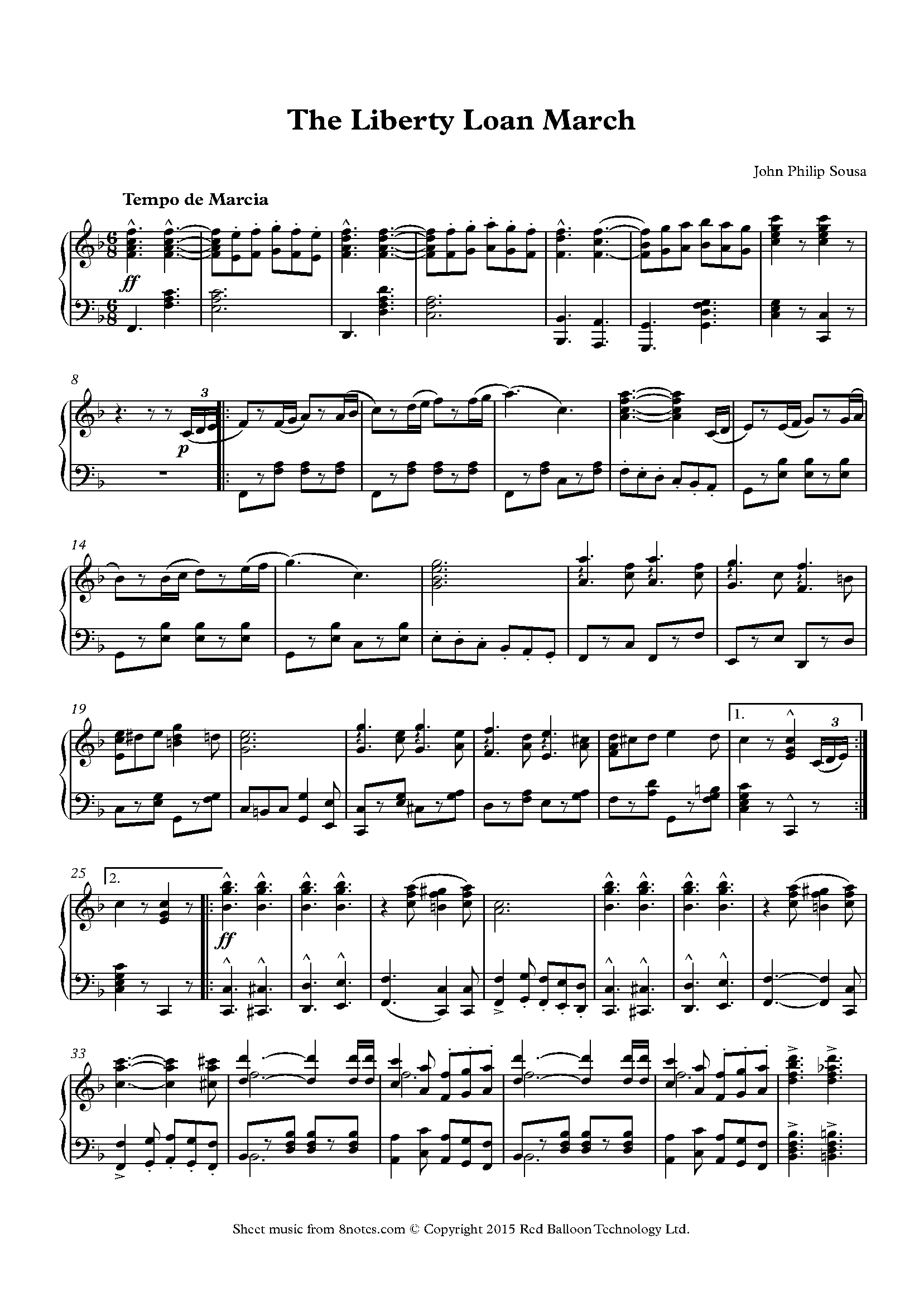 Sousa - The Liberty Loan March Sheet music for Piano - 8notes.com