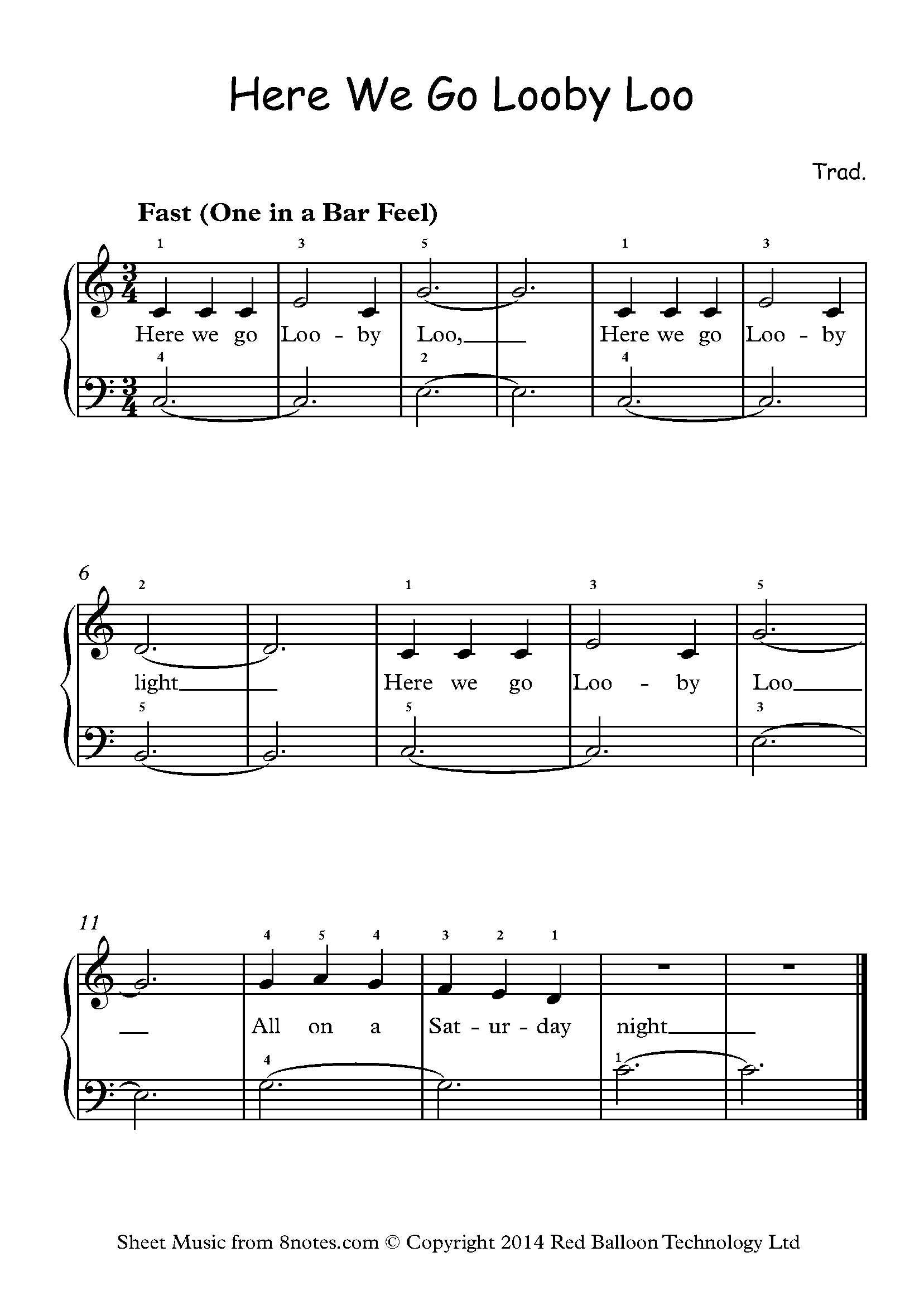 Here We Go Looby Loo Sheet music for Piano - 8notes.com