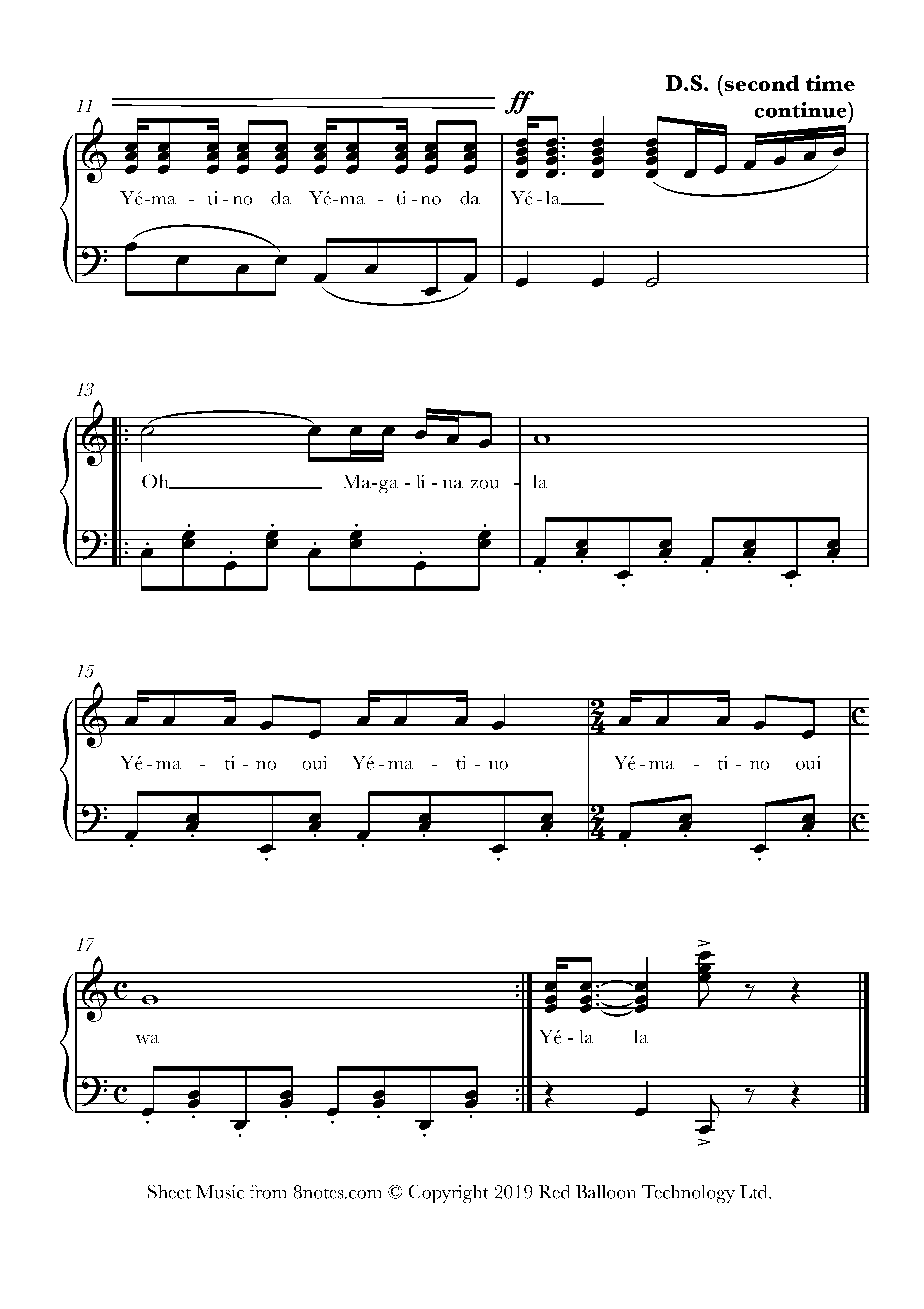 Magalina Zoula (Peruvian Trad.) Sheet music for Piano - 8notes.com