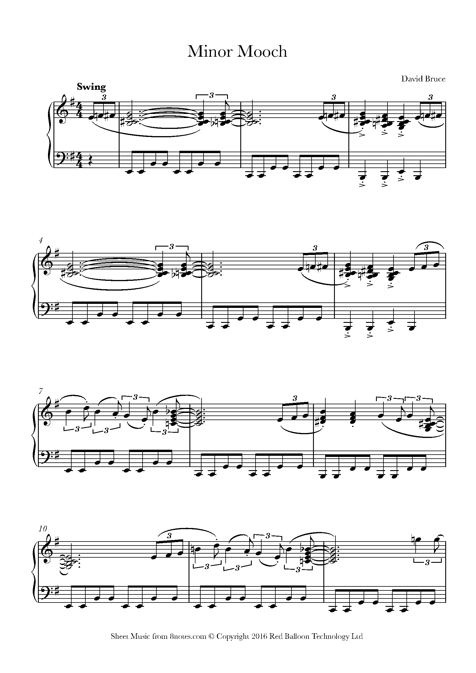 David Bruce - Minor Mooch Sheet music for Piano - 8notes.com