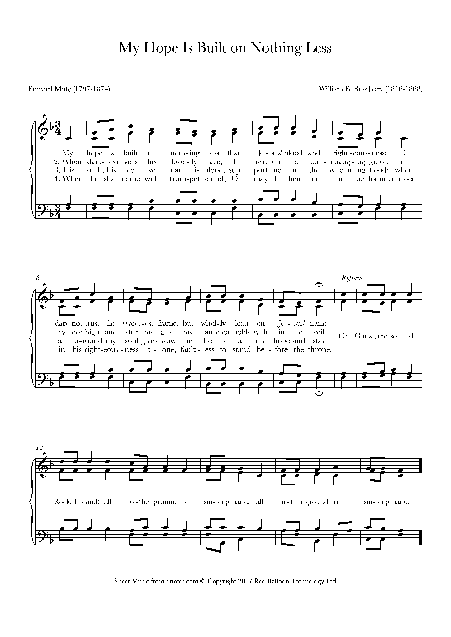 Bradbury - My Hope Is Built on Nothing Less Sheet music for Piano ...