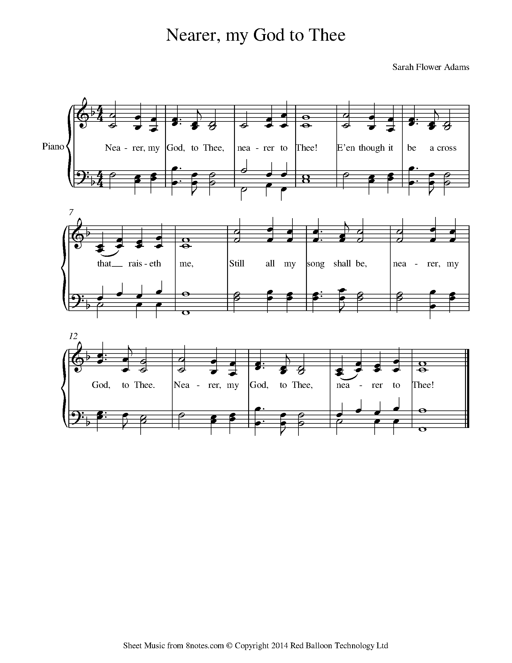 Adams - Nearer my God to Thee Sheet music for Piano - 8notes.com