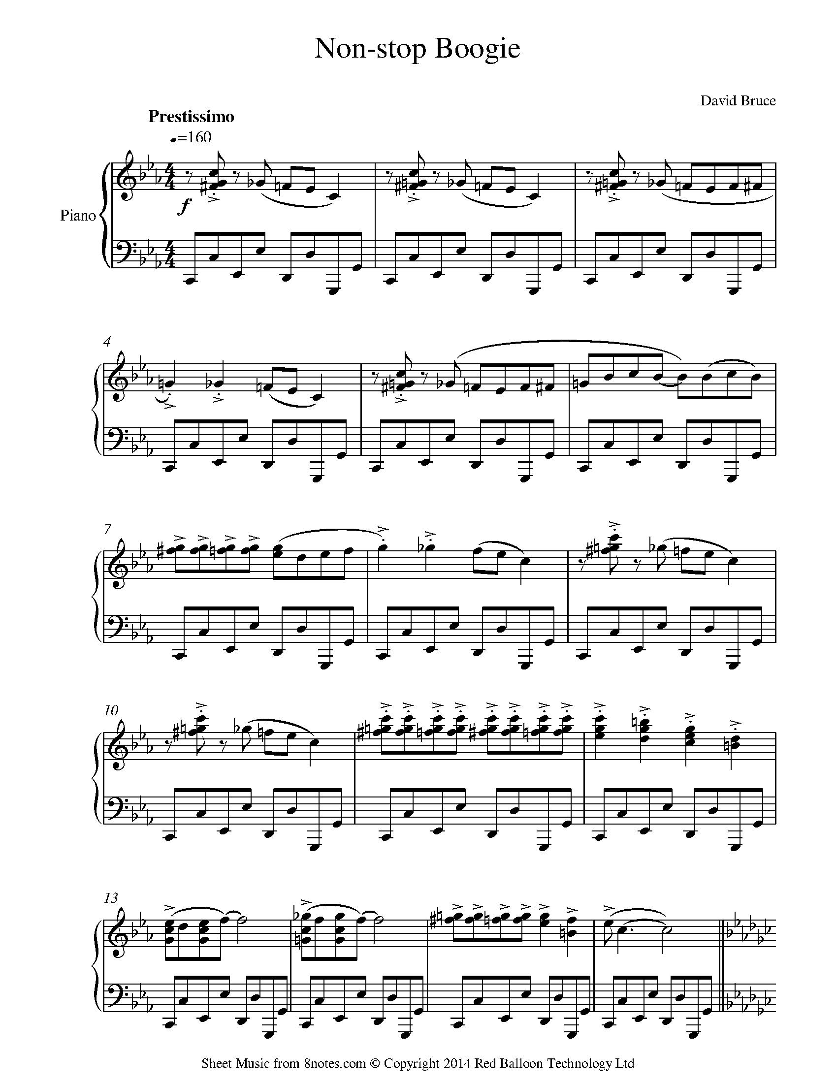 David Bruce - Non-Stop Boogie Sheet music for Piano - 8notes.com