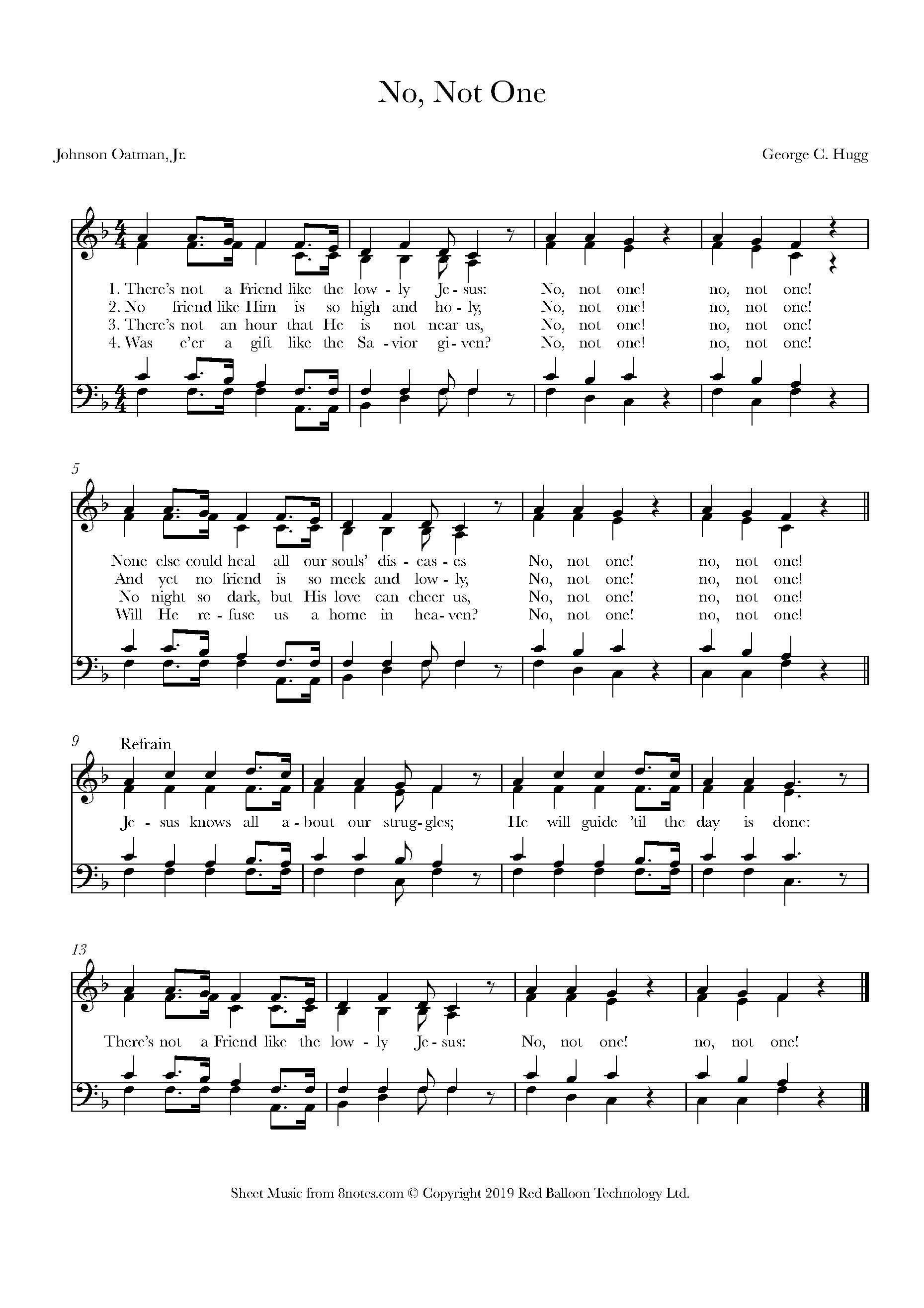 Hugg - No, Not One (Harper Memorial) Sheet music for Piano - 8notes.com