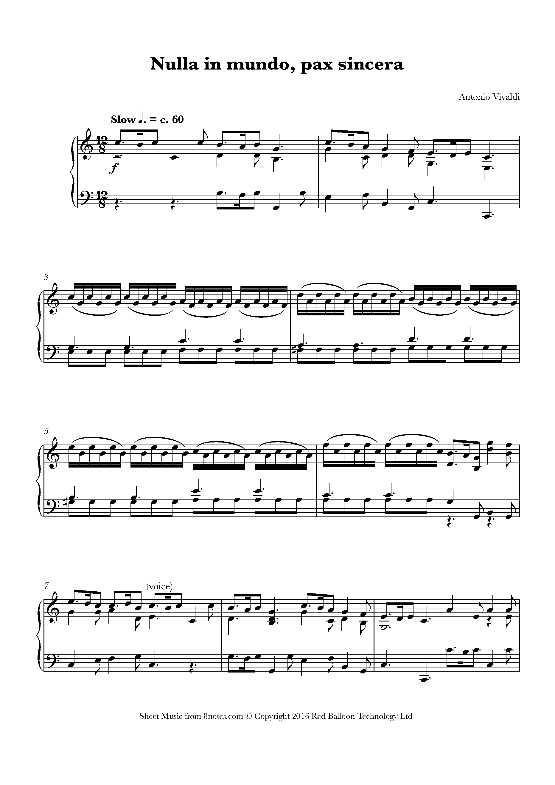 Vivaldi - Nulla in mundo, pax sincera (Motet RV630) Sheet music for ...