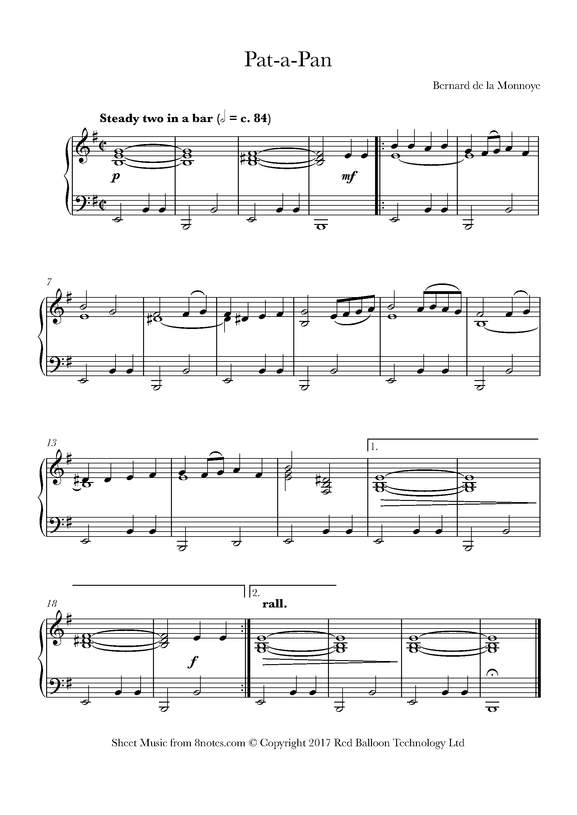 Bernard de la Monnoye - Pat-a-Pan Sheet music for Piano - 8notes.com
