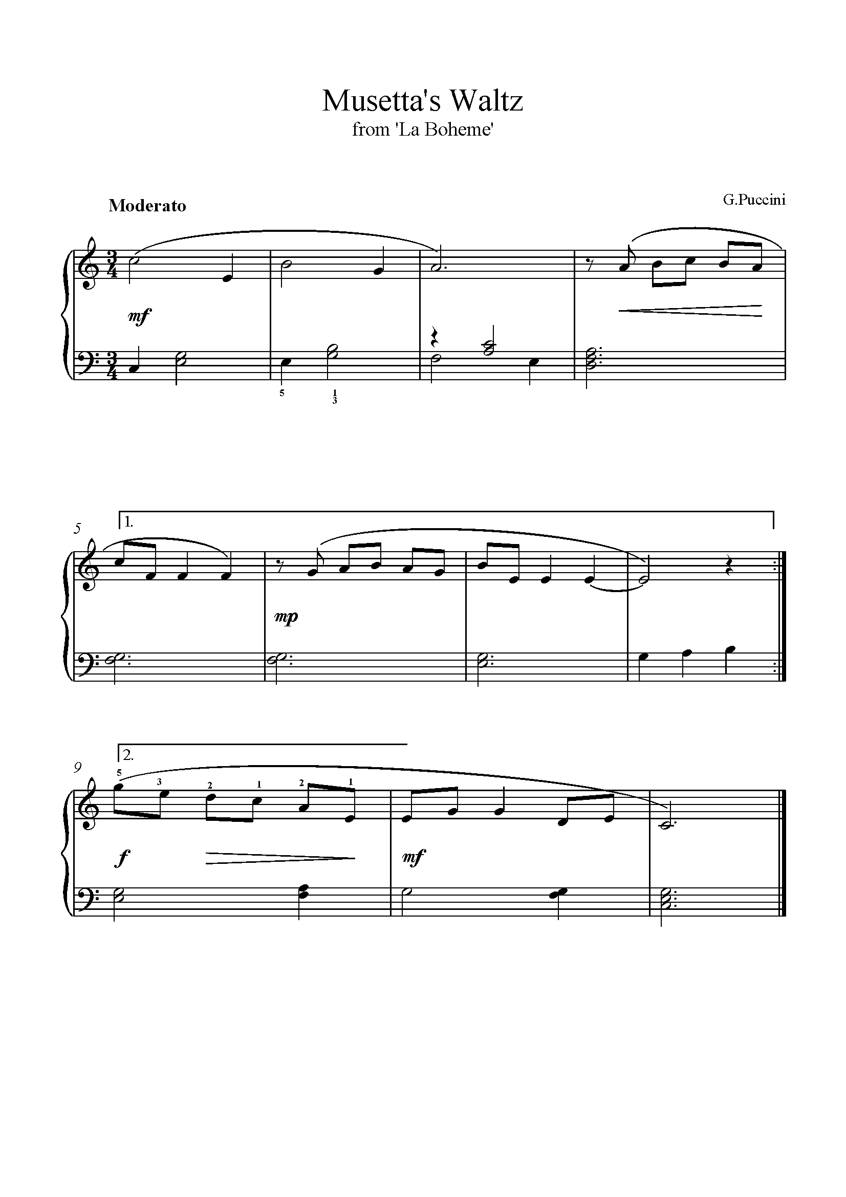 Puccini - Musetta's Waltz from 'La Boheme' Sheet music for Piano ...