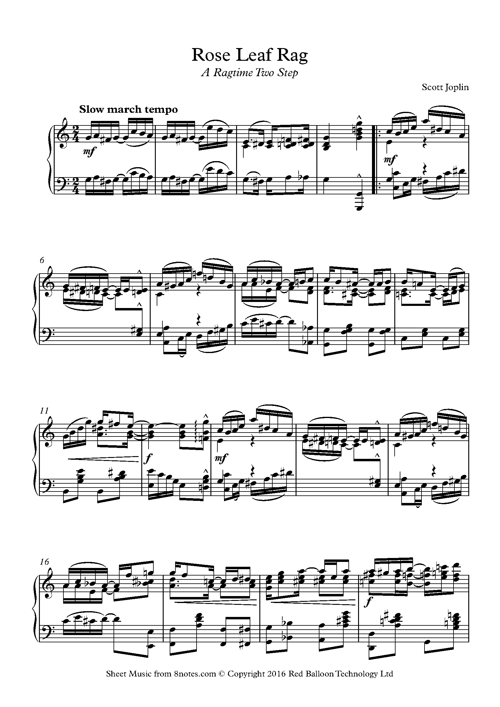 Scott Joplin - Rose Leaf Rag Sheet music for Piano - 8notes.com