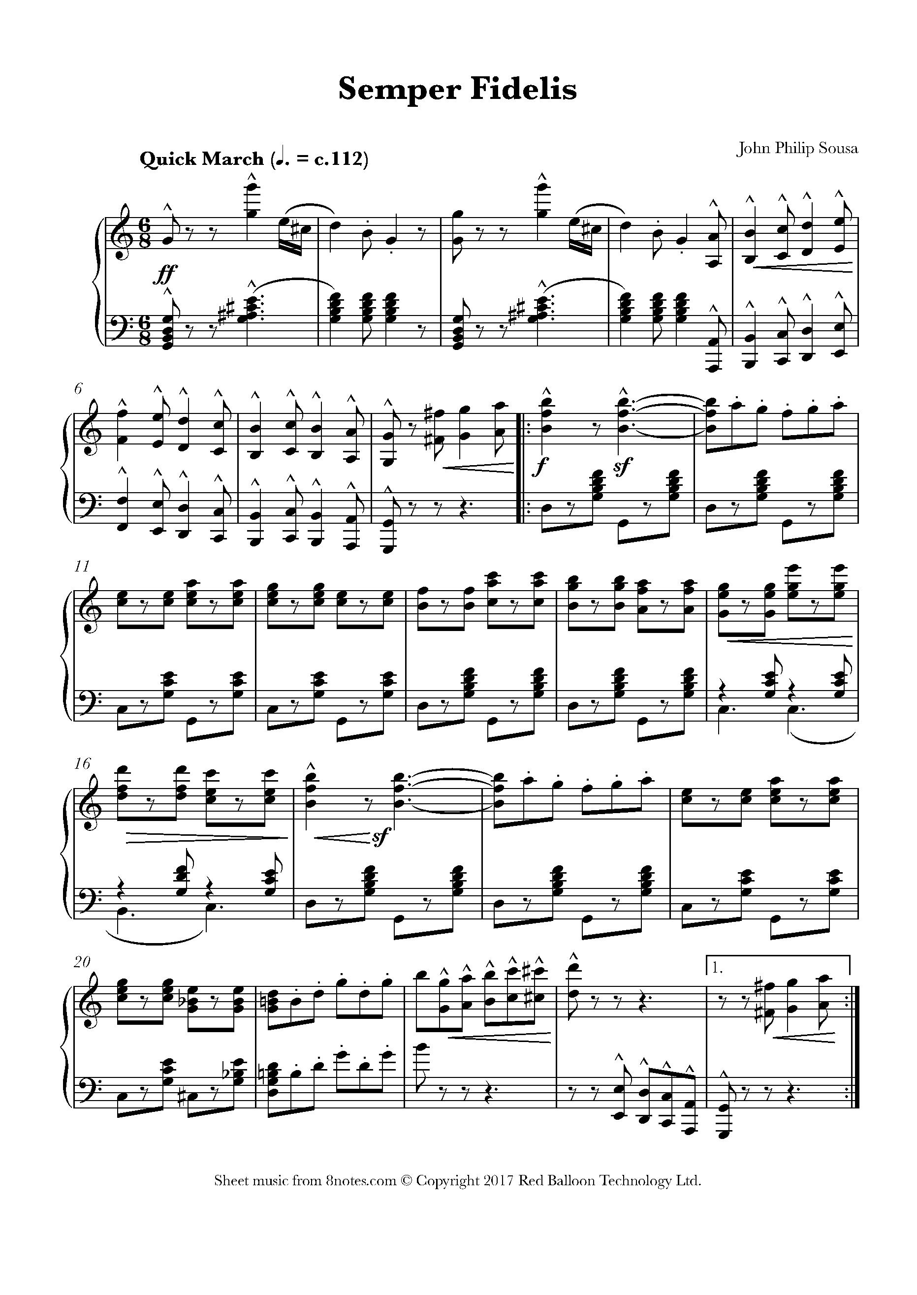Sousa - Semper Fidelis Sheet music for Piano - 8notes.com