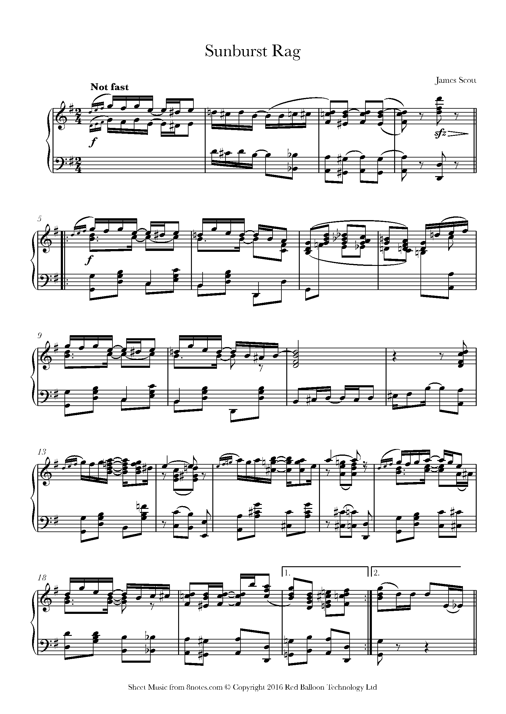 James Scott - Sunburst Rag Sheet music for Piano - 8notes.com
