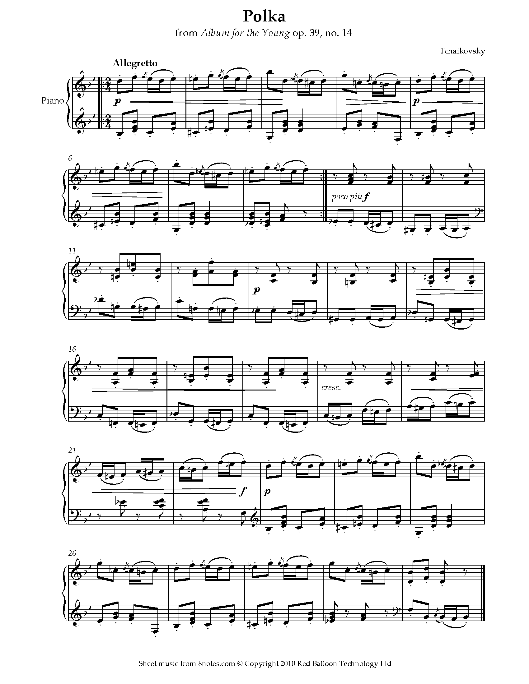 Tchaikovsky - Polka from Album for the Young op. 39, no. 14 Sheet music ...