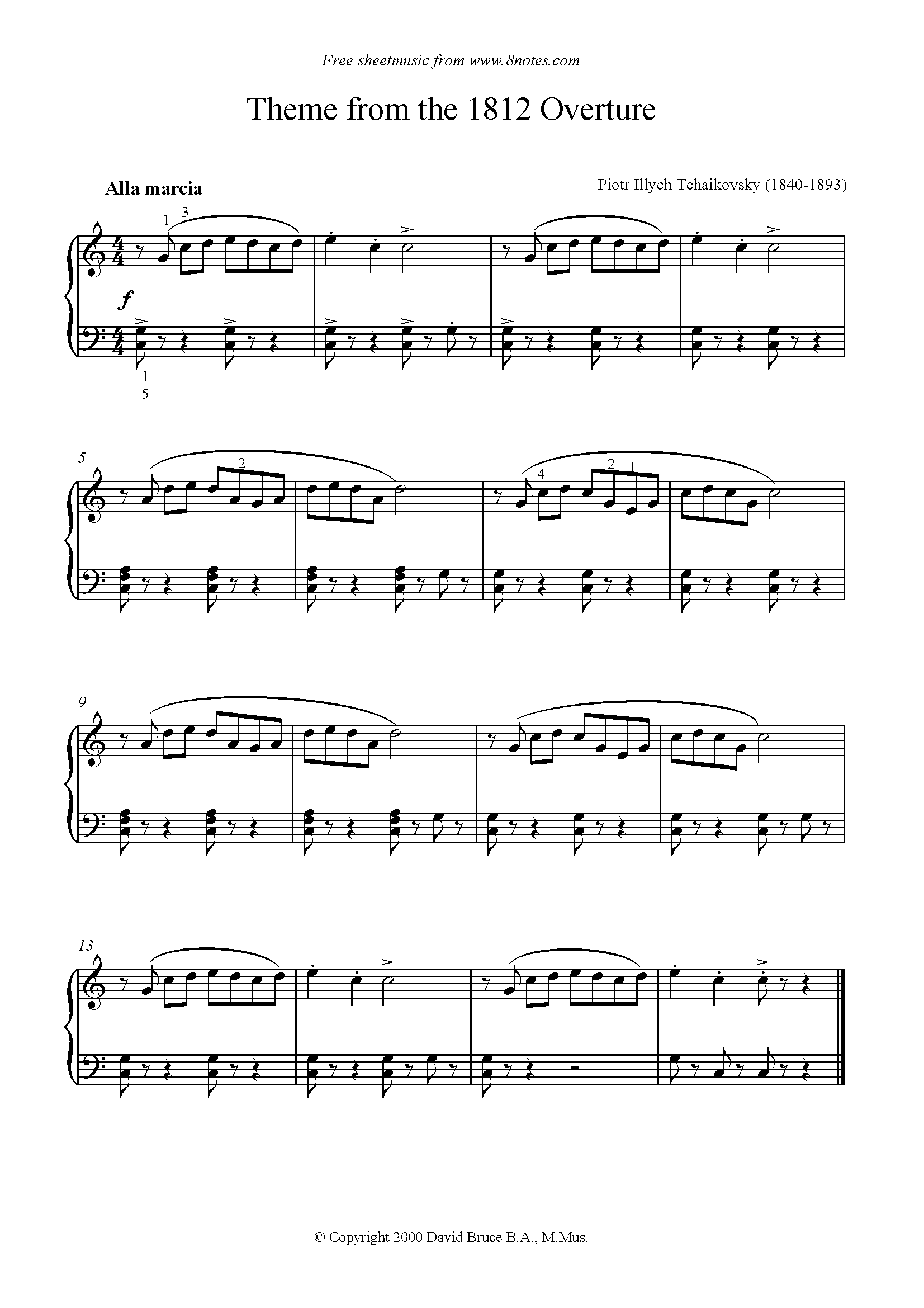Tchaikovsky - 1812 Overture Sheet music for Piano - 8notes.com