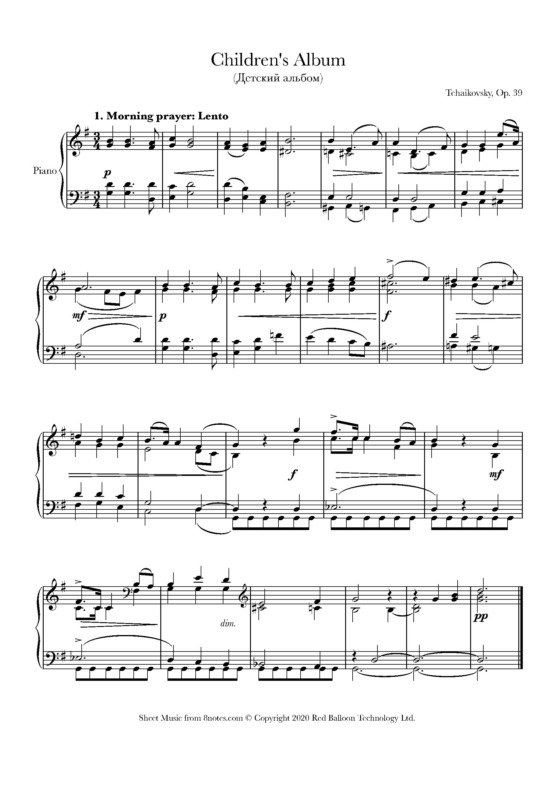 Tchaikovsky - Children's Album (Album for the Young) Op.39 Sheet music ...