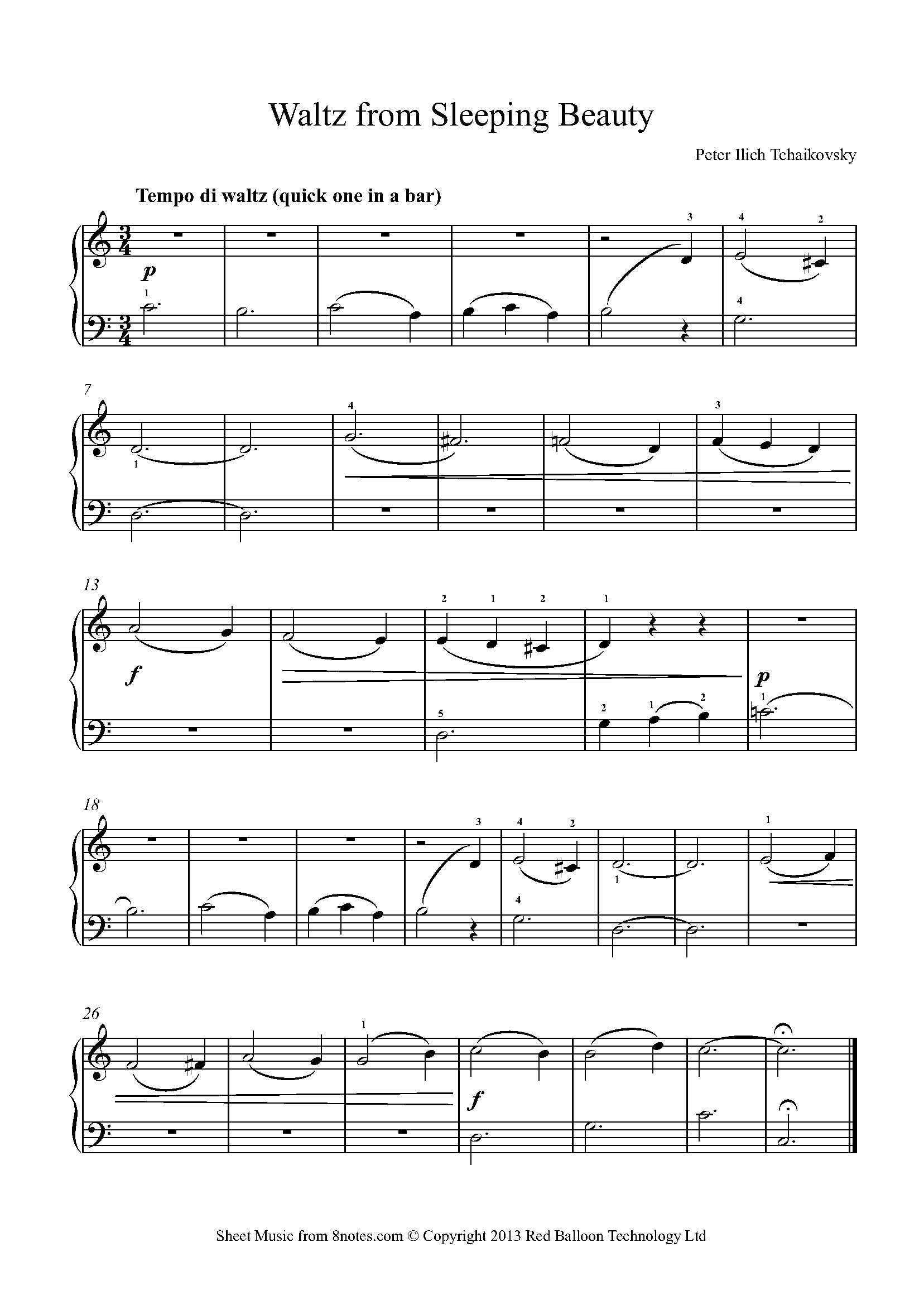 Tchaikovsky - Waltz from Sleeping Beauty (beginners) Sheet music for ...
