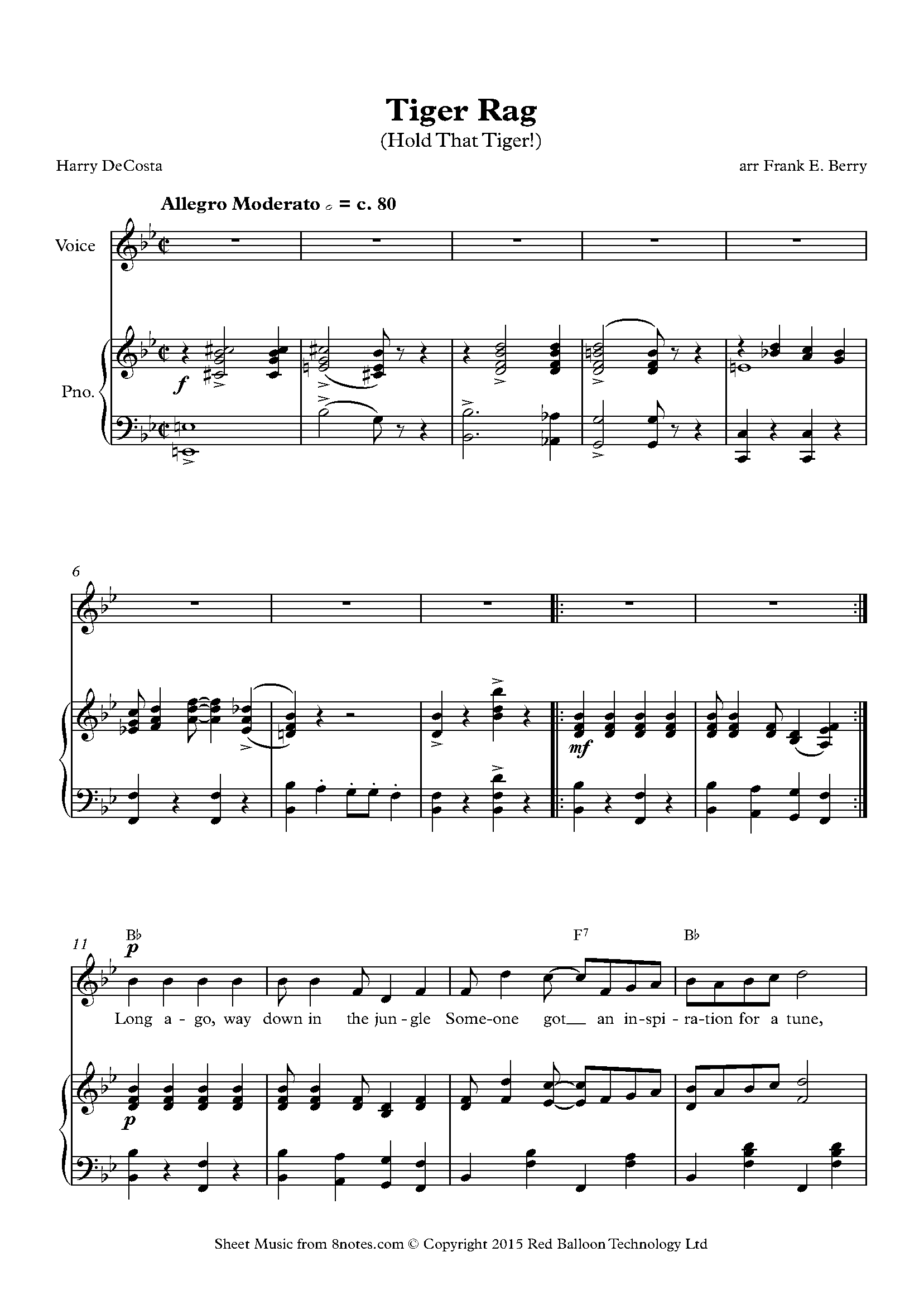Tiger Rag (Hold that Tiger) Sheet music for Piano - 8notes.com