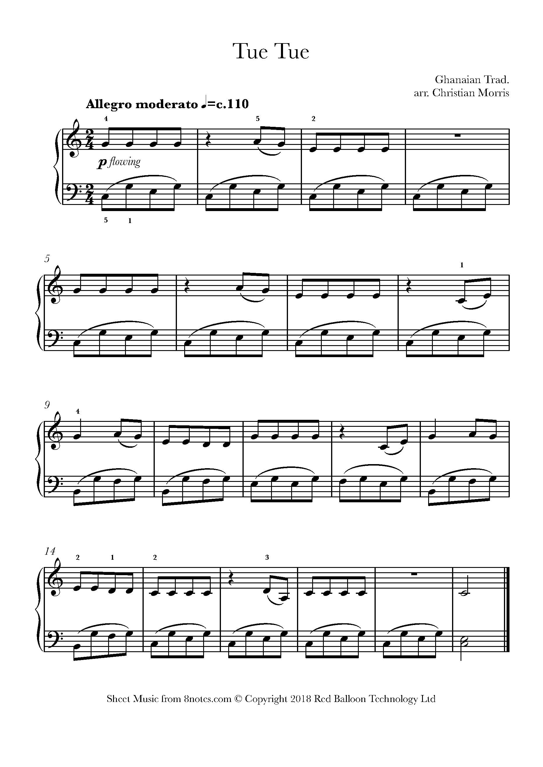 Tue Tue (Ghanaian Trad.) Sheet music for Piano - 8notes.com