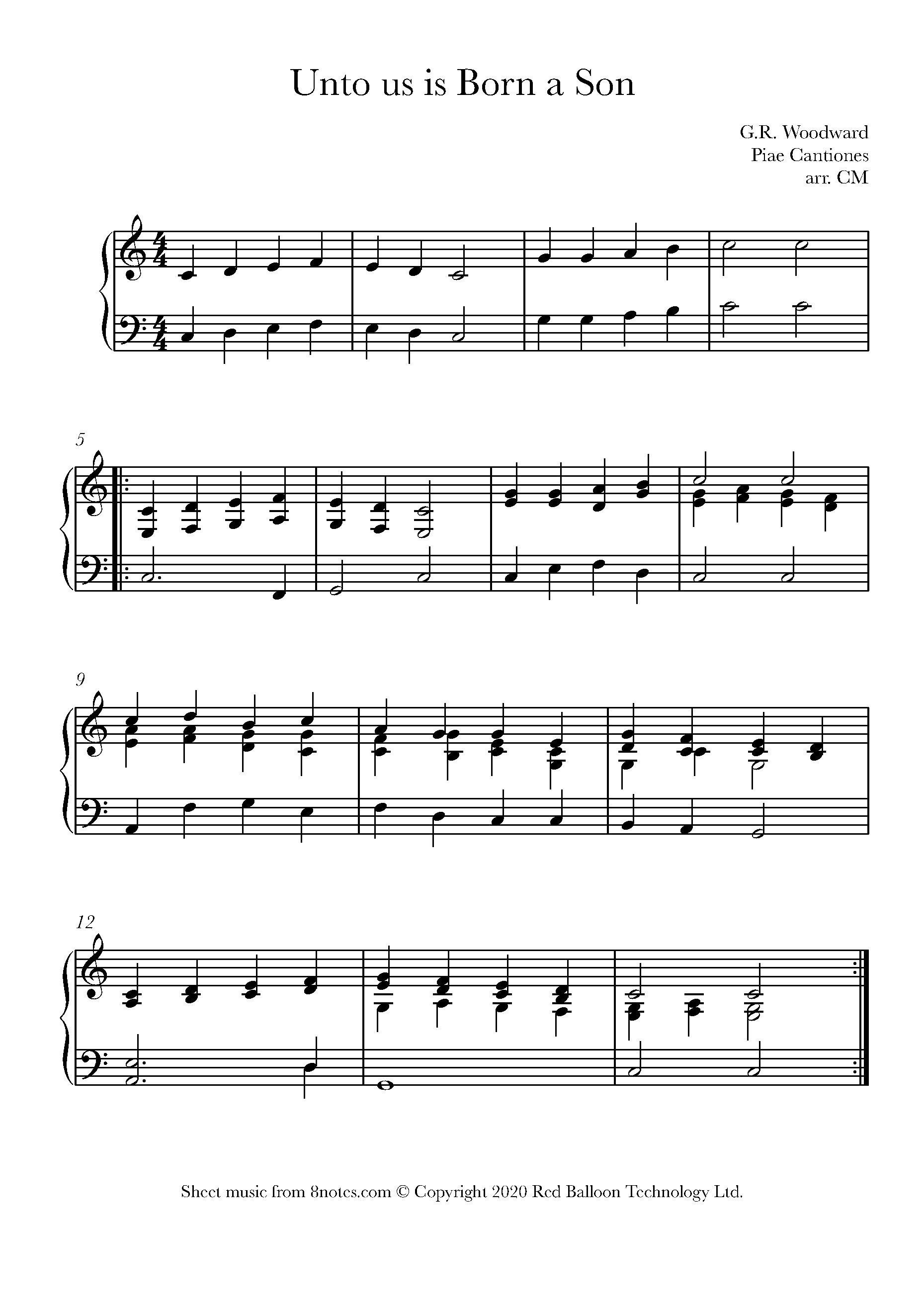 Unto us is Born a Son Sheet music for Piano - 8notes.com