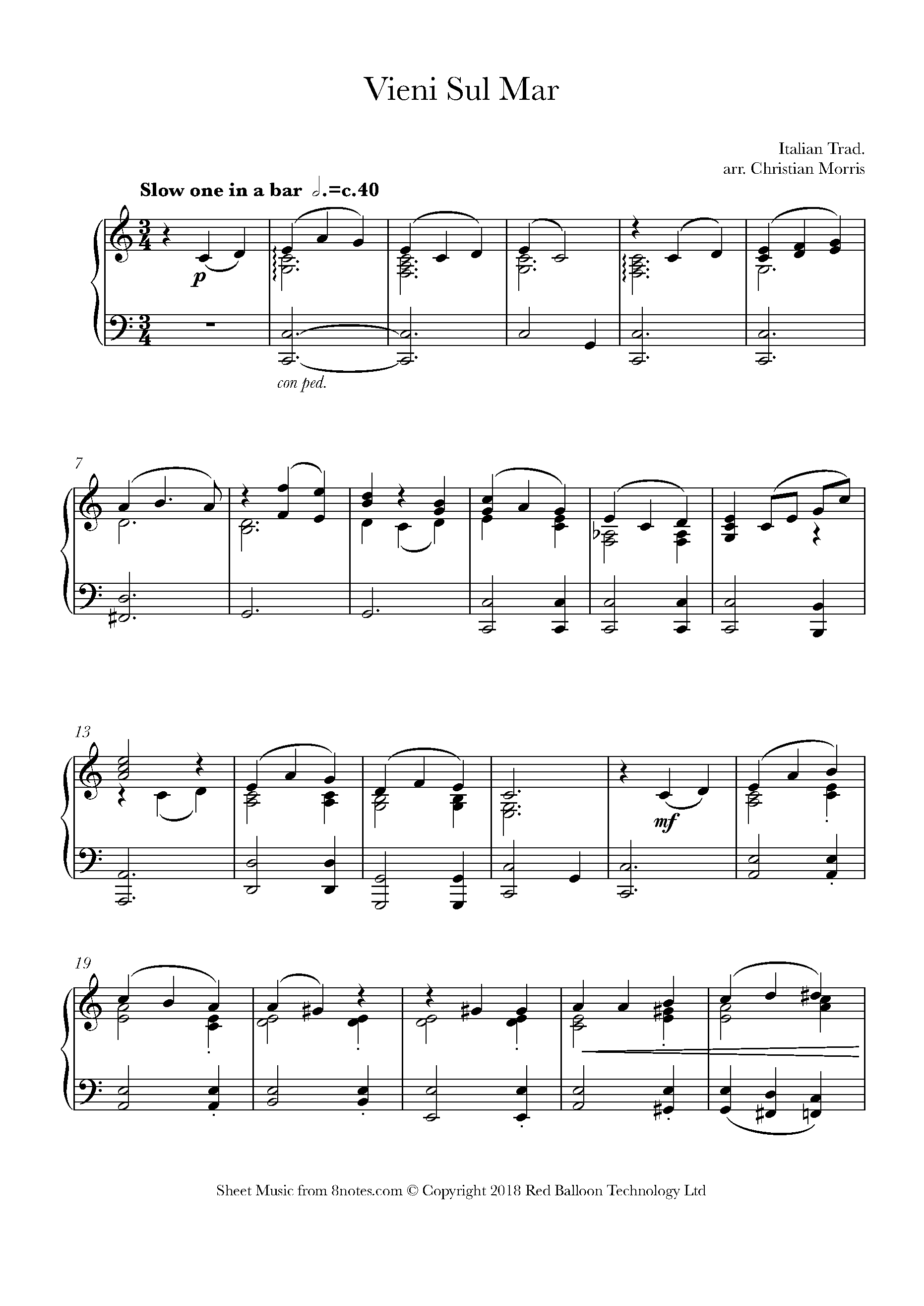 Vieni Sul Mar Sheet music for Piano - 8notes.com