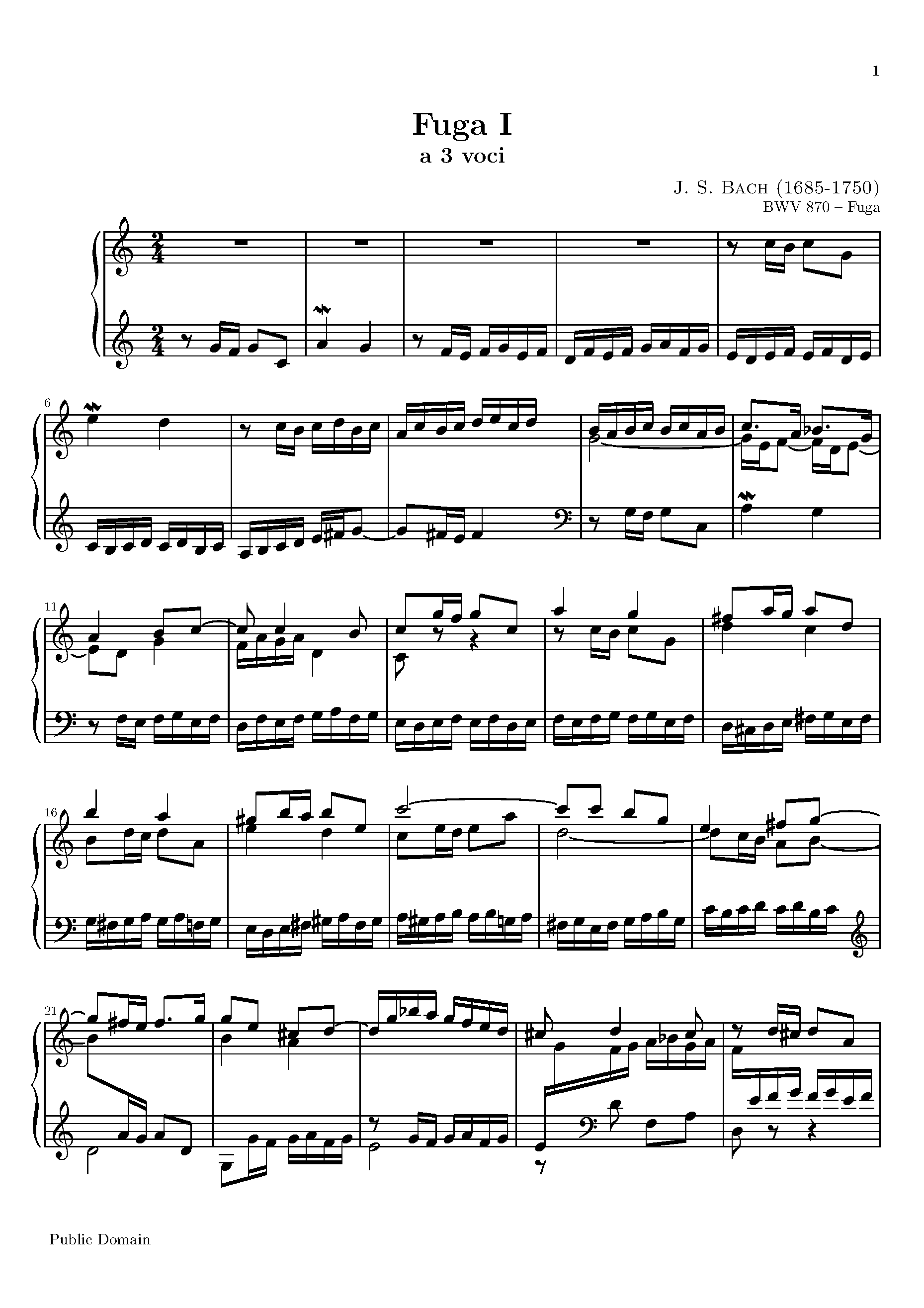 Bach, Johann Sebastian - Fuga I - BWV 870 Sheet music for Piano ...