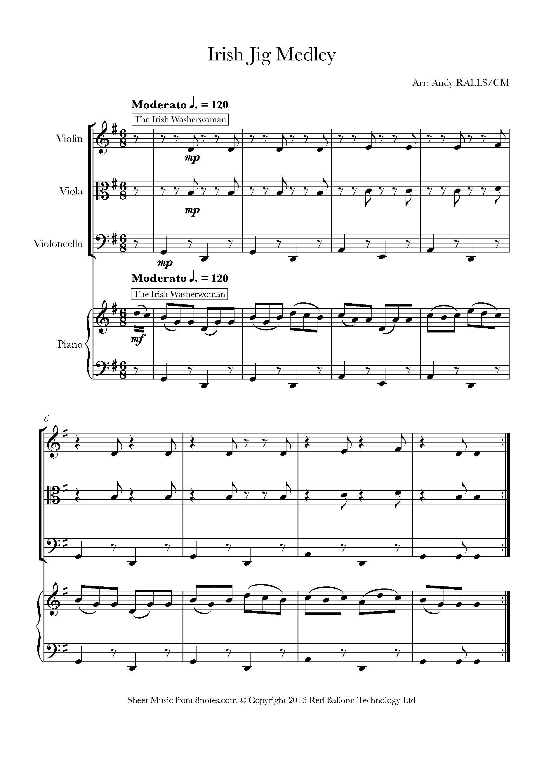 Irish Jig Medley Sheet music for Piano Quartet - 8notes.com