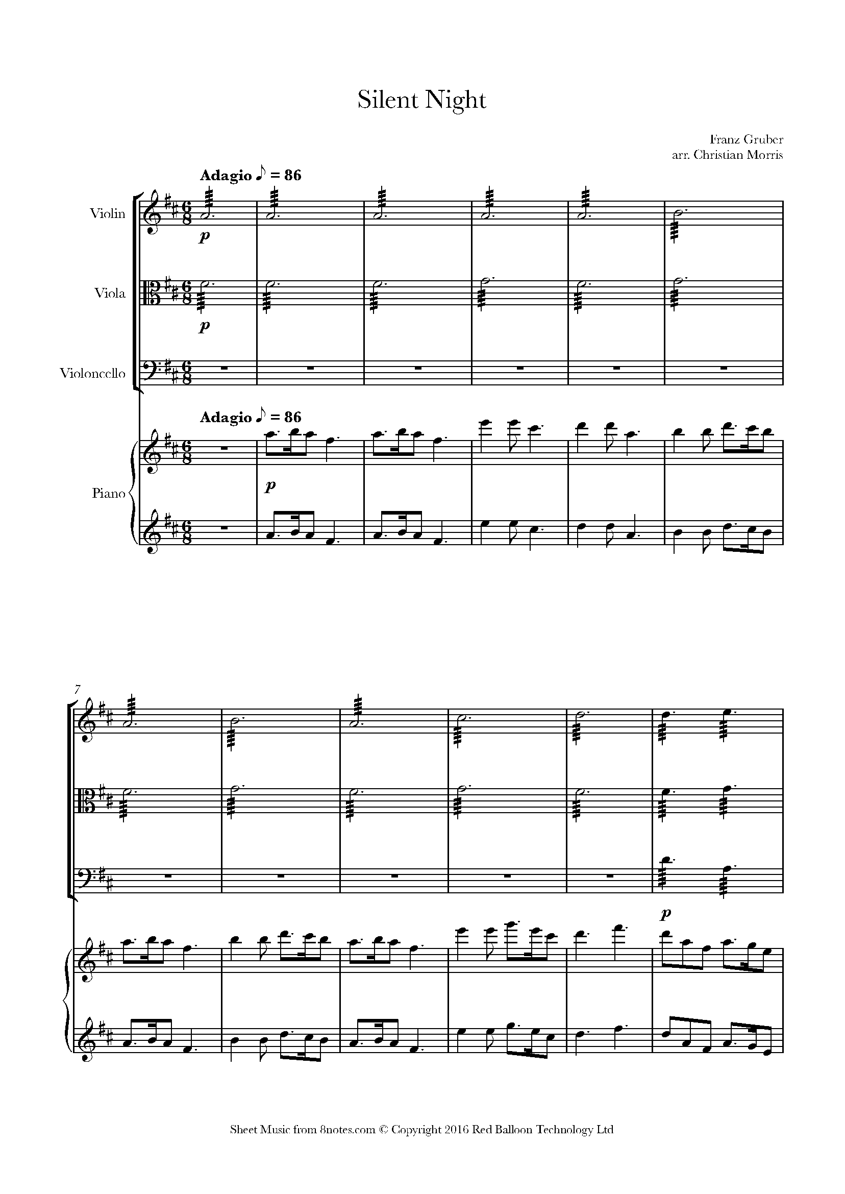 Silent Night Sheet music for Piano Quartet - 8notes.com