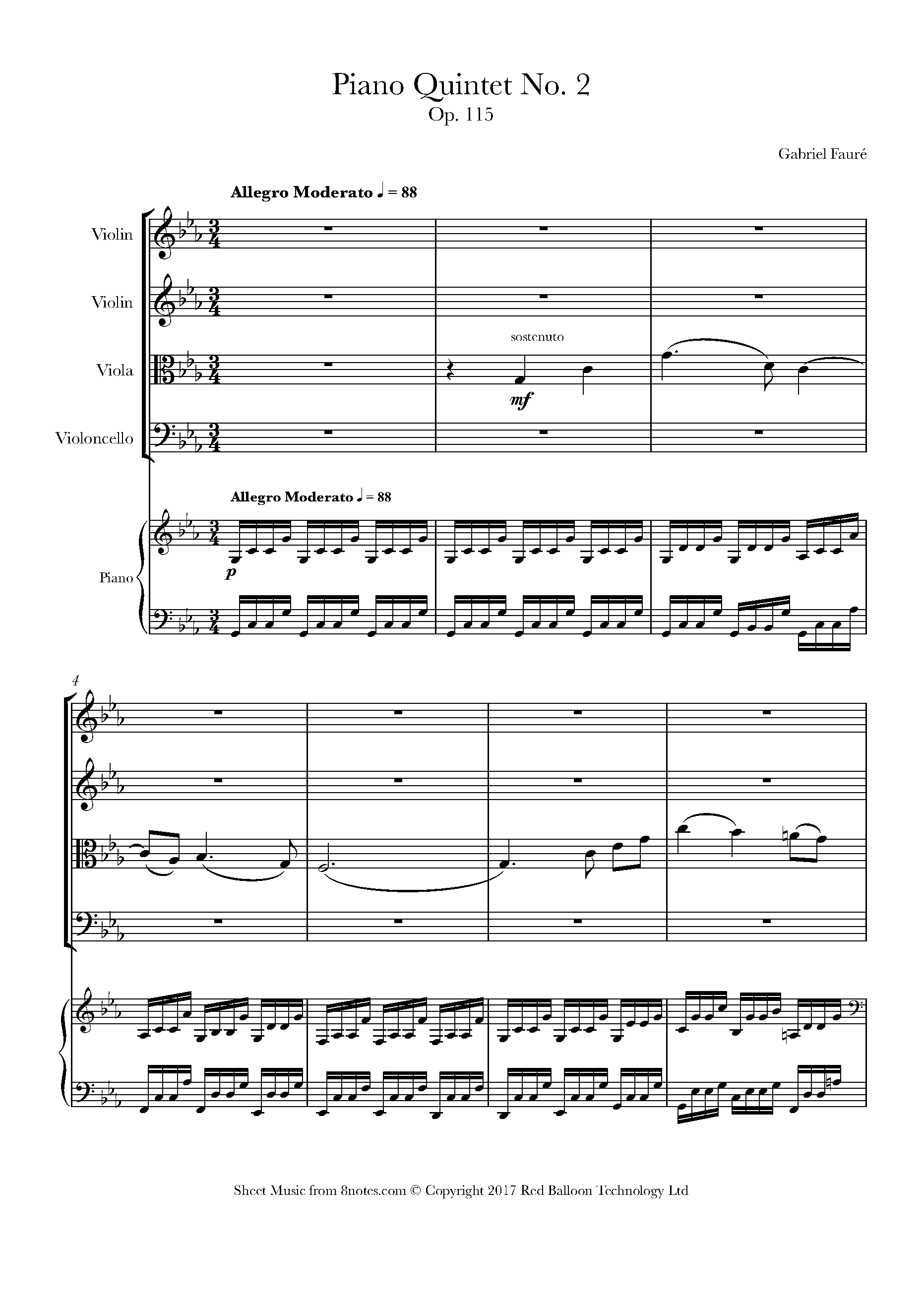 Fauré - Piano Quintet No. 2 Op.115 Sheet music for Piano Quintet ...