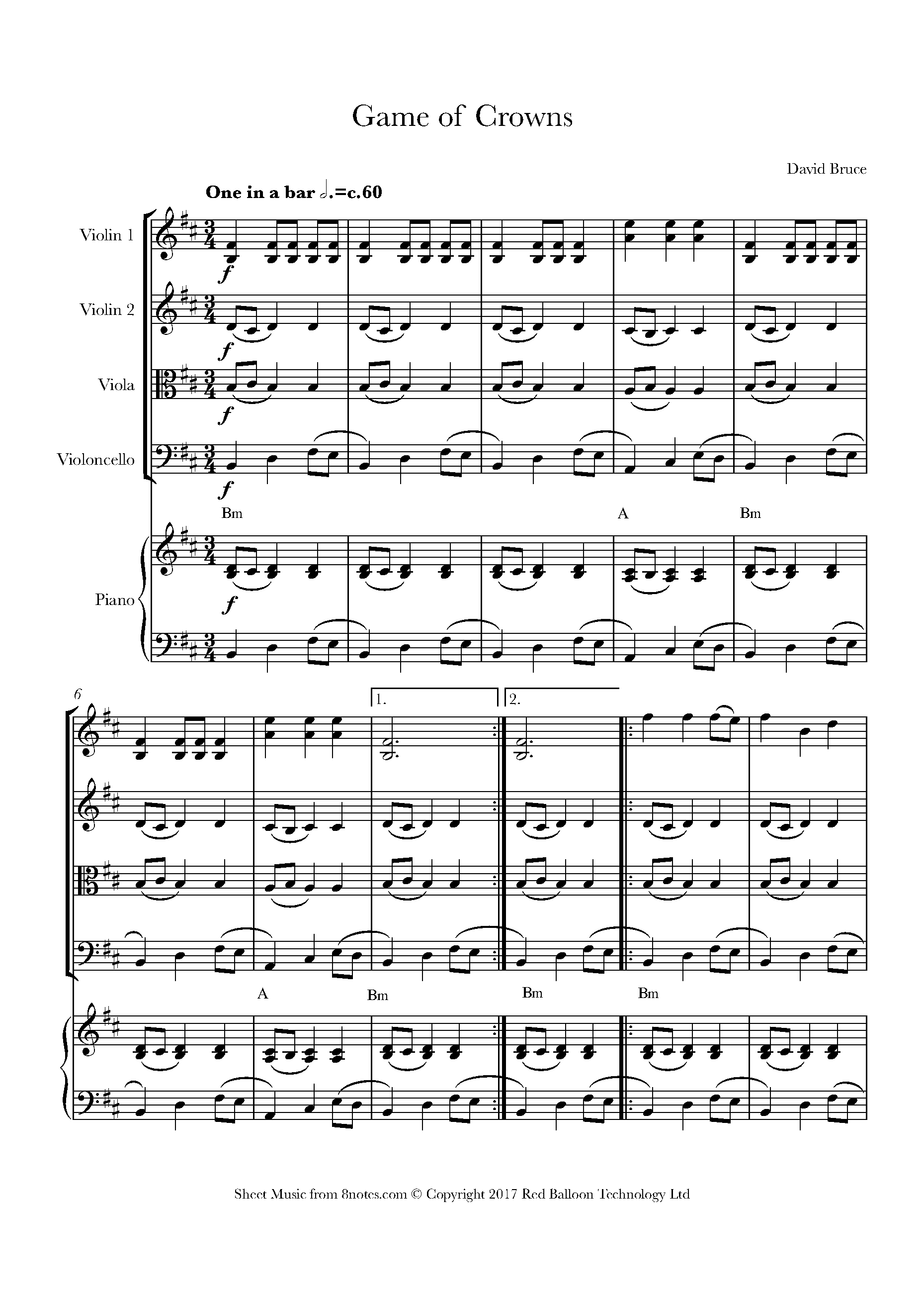 David Bruce - Game of Crowns Sheet music for Piano Quintet - 8notes.com