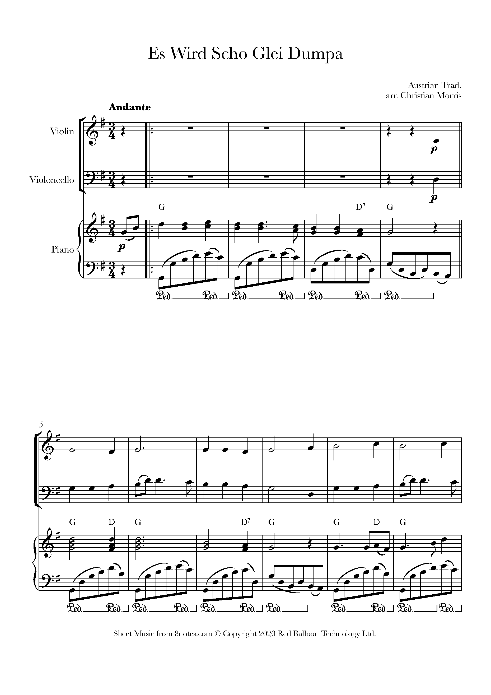 Es Wird Scho Glei Dumpa (Austrian Trad.) Sheet music for Piano Trio ...