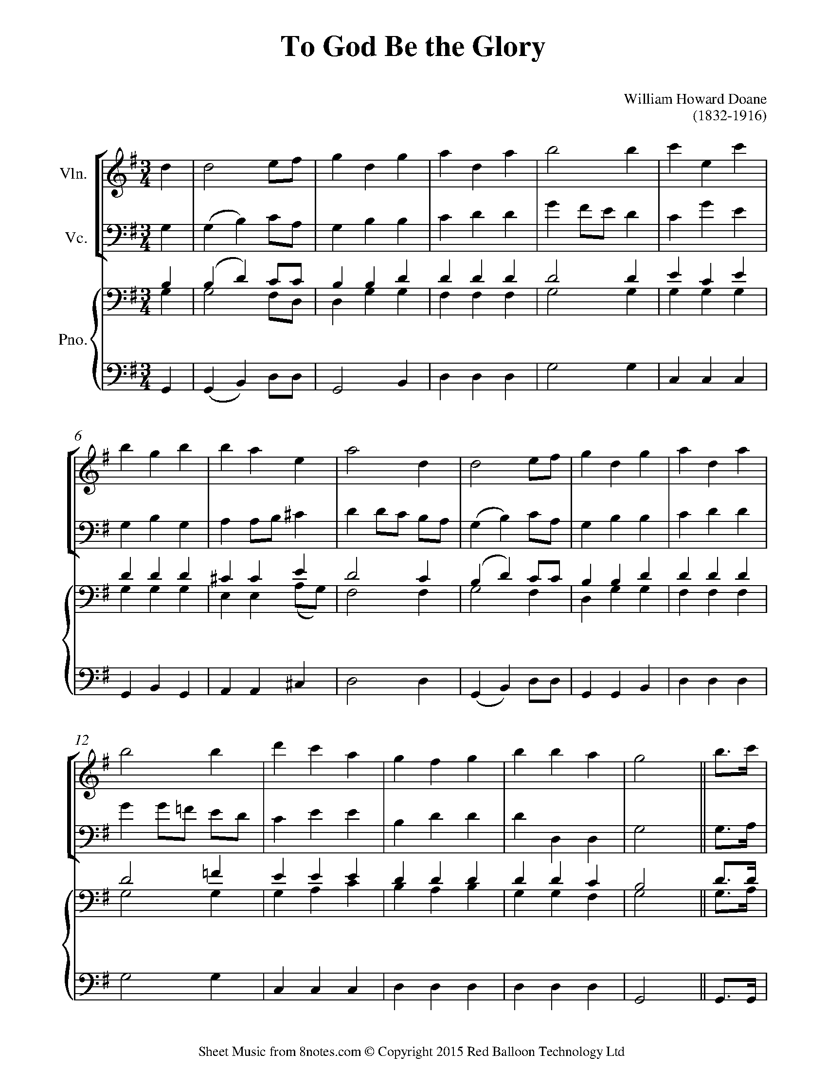William H. Doane - To God Be the Glory (Doane) Sheet music for Piano ...