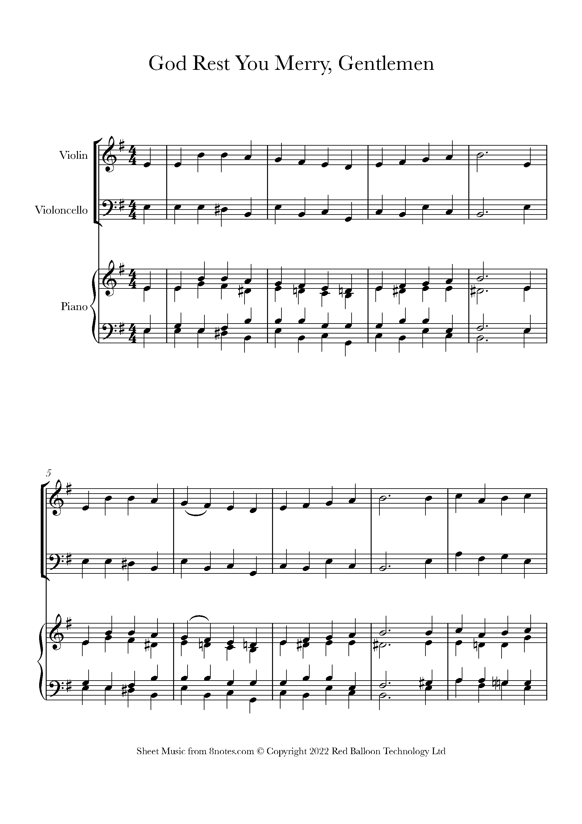 God rest ye merry gentlemen Sheet music for Piano Trio - 8notes.com