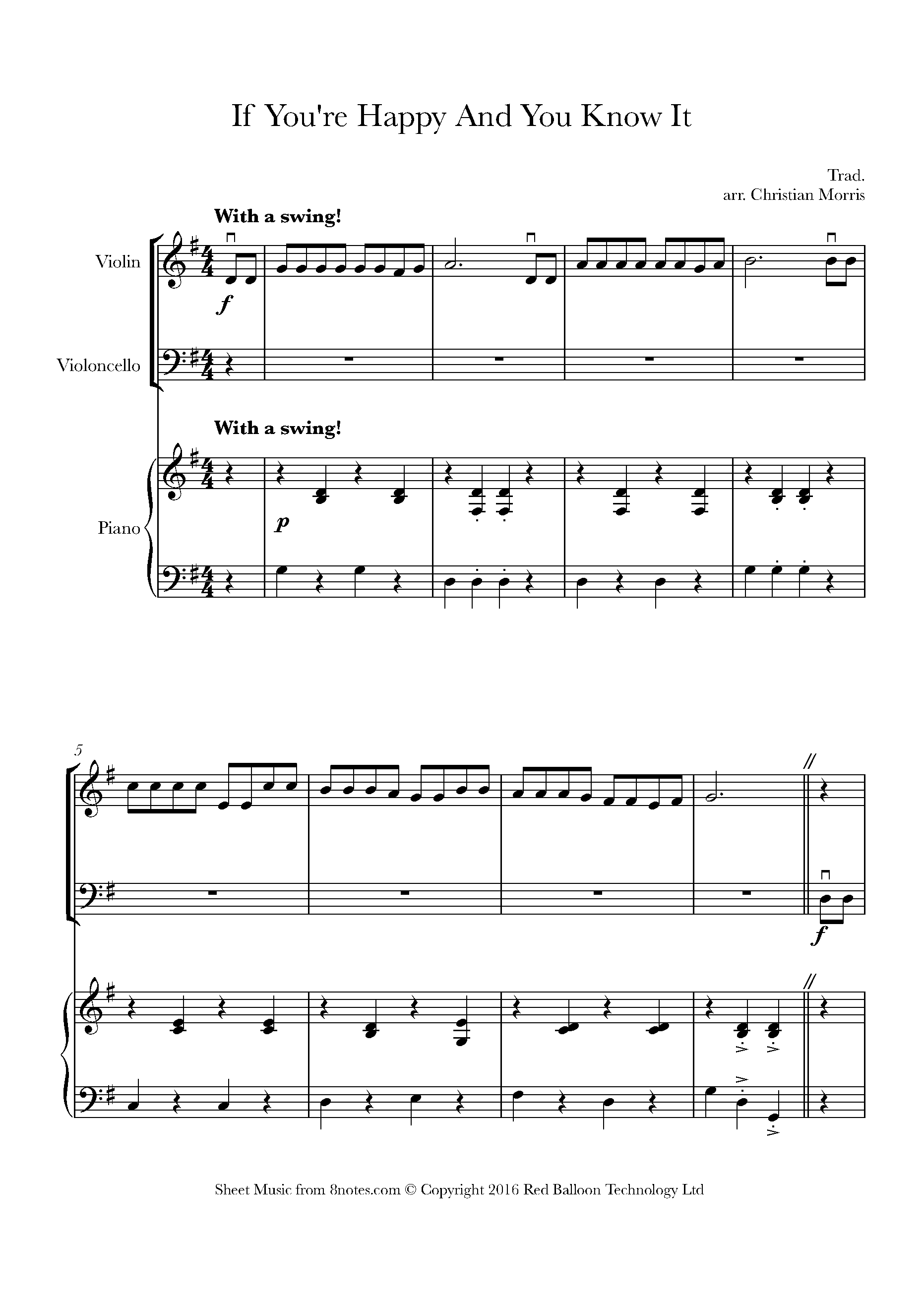If You're Happy And You Know It Sheet music for Piano Trio - 8notes.com