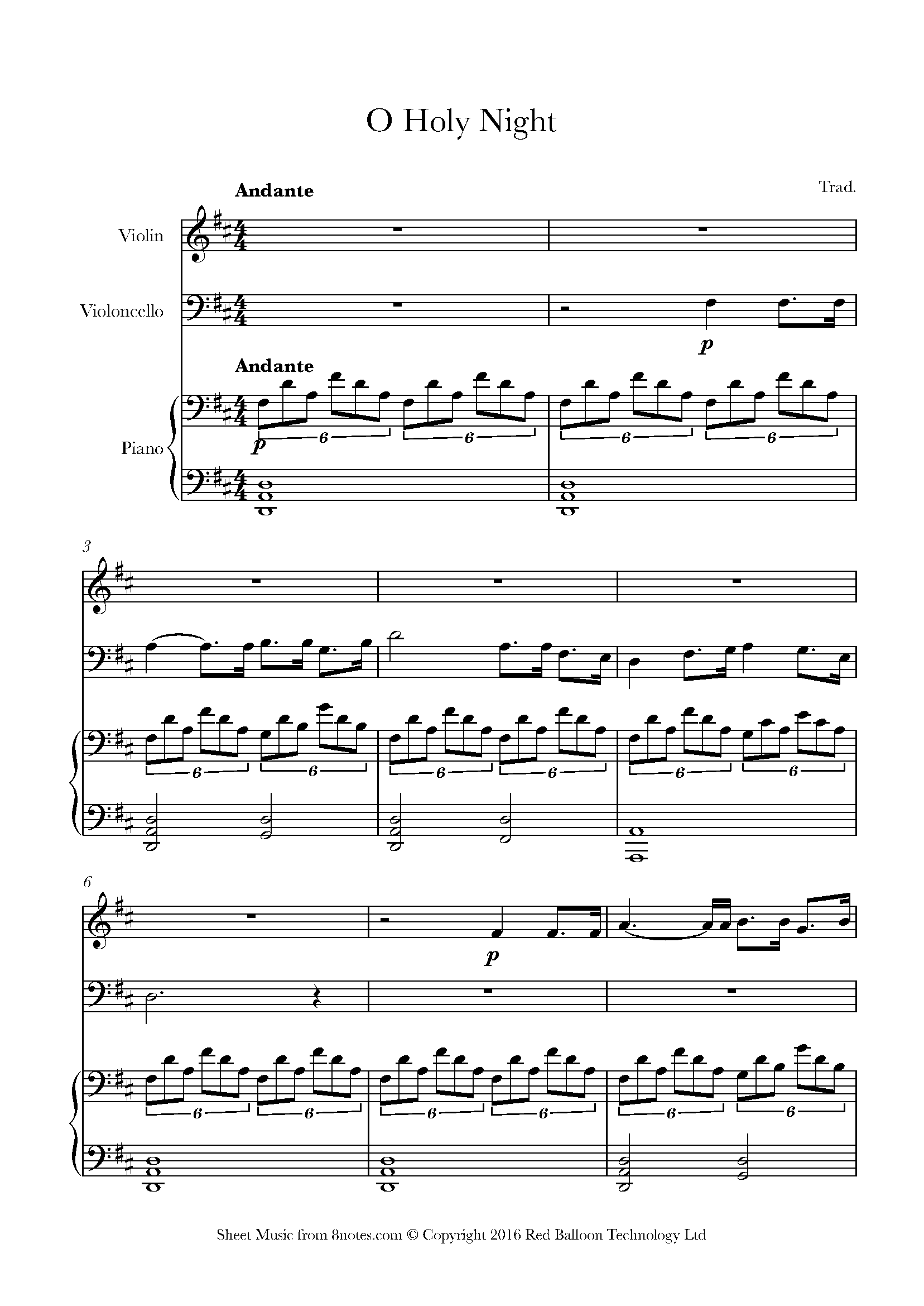 O Holy Night Sheet music for Piano Trio - 8notes.com