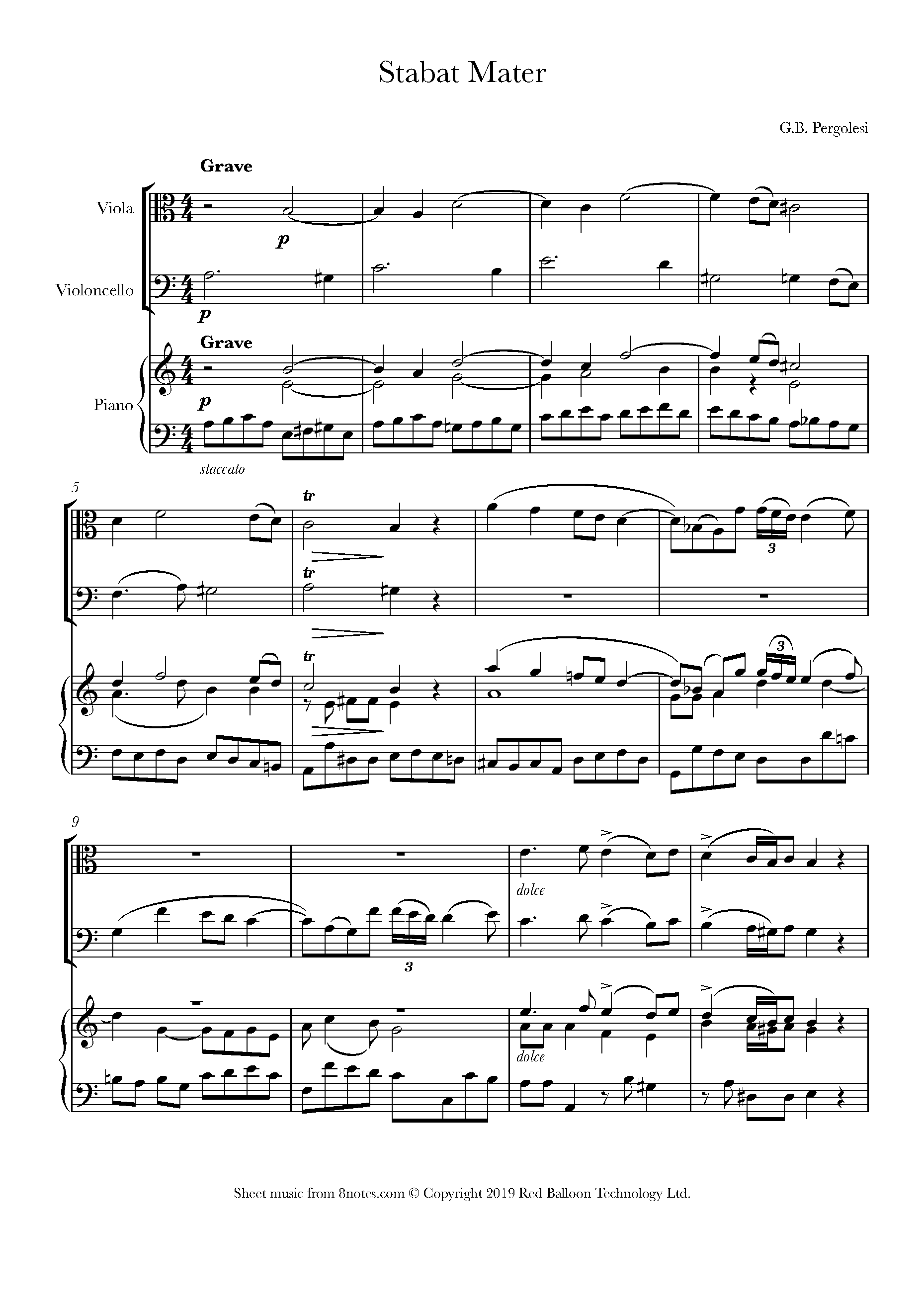 Pergolesi - Stabat Mater Sheet music for Piano Trio - 8notes.com